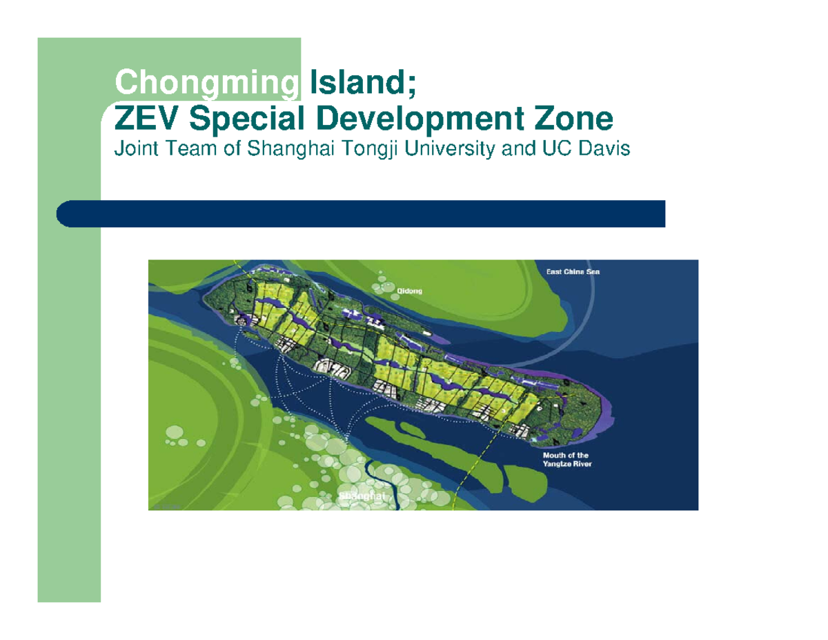 Chongming Island Proposal - Chongming Island; ZEV Special Development ...