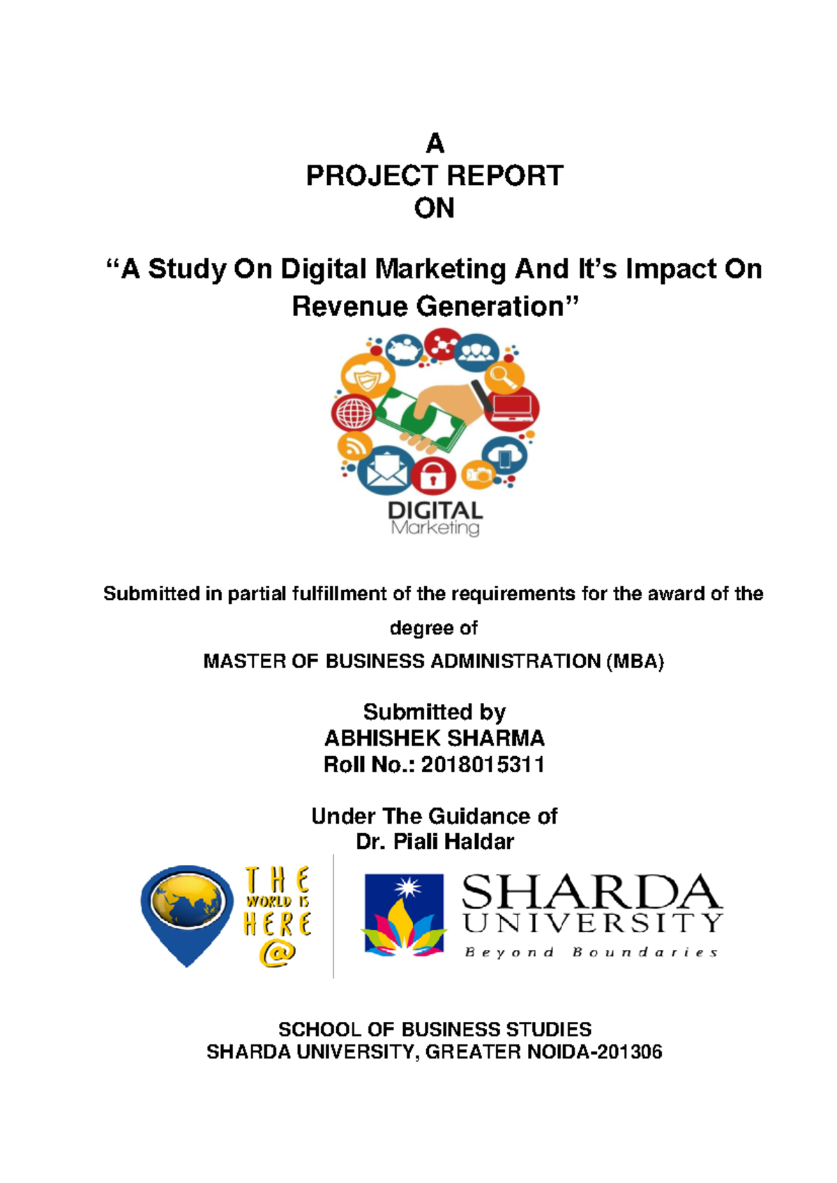 Pdfcoffee - done - A PROJECT REPORT ON “A Study On Digital Marketing ...