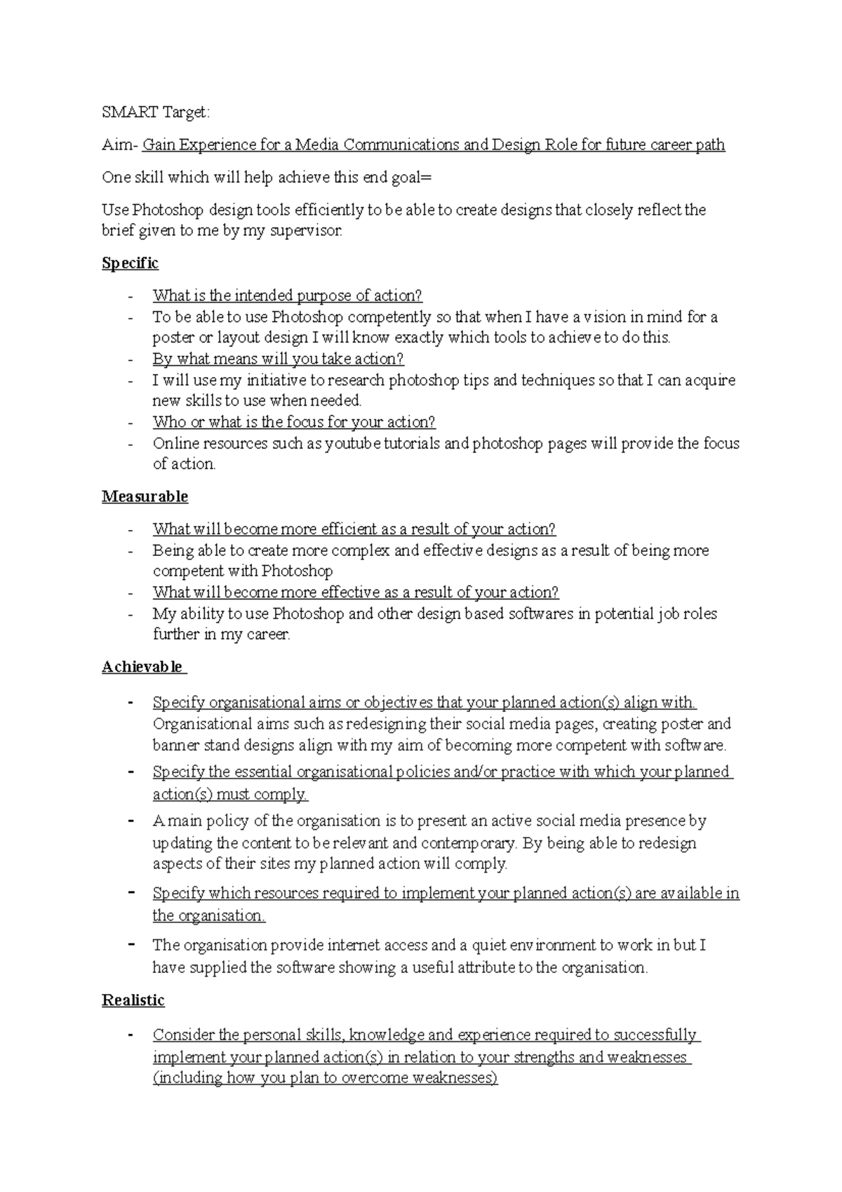 Smart Target - objectives of placement - SMART Target: Aim- Gain ...