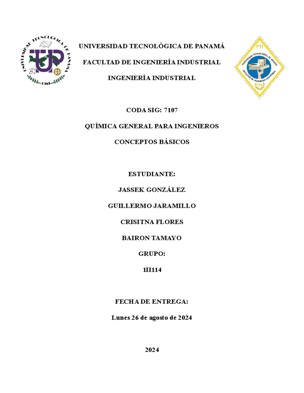 UTP FII, 7107, Taller 1 Conceptos Básicos - UNIVERSIDAD TECNOLÓGICA DE ...