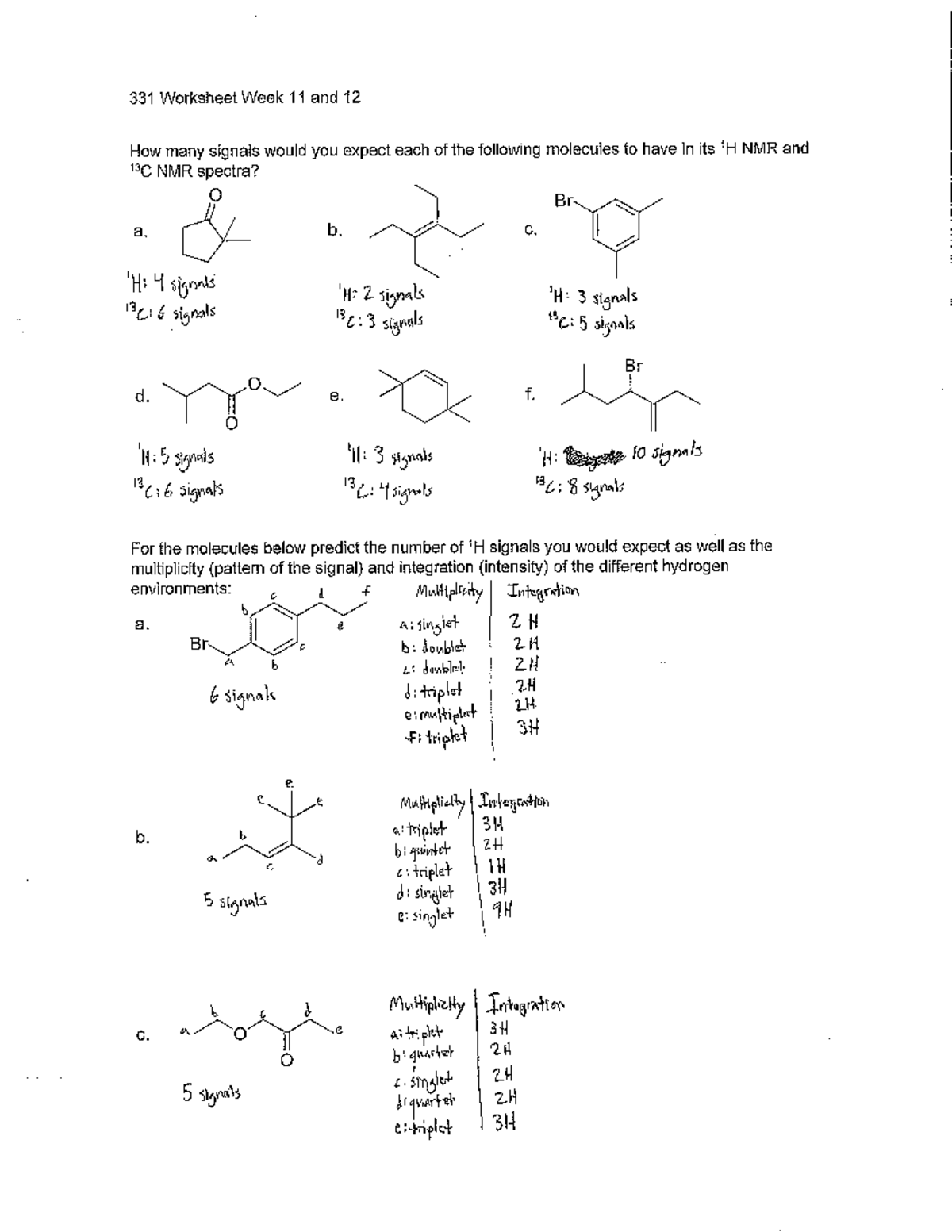 NMR Practice V Solutions - CHEM 3412 - Studocu