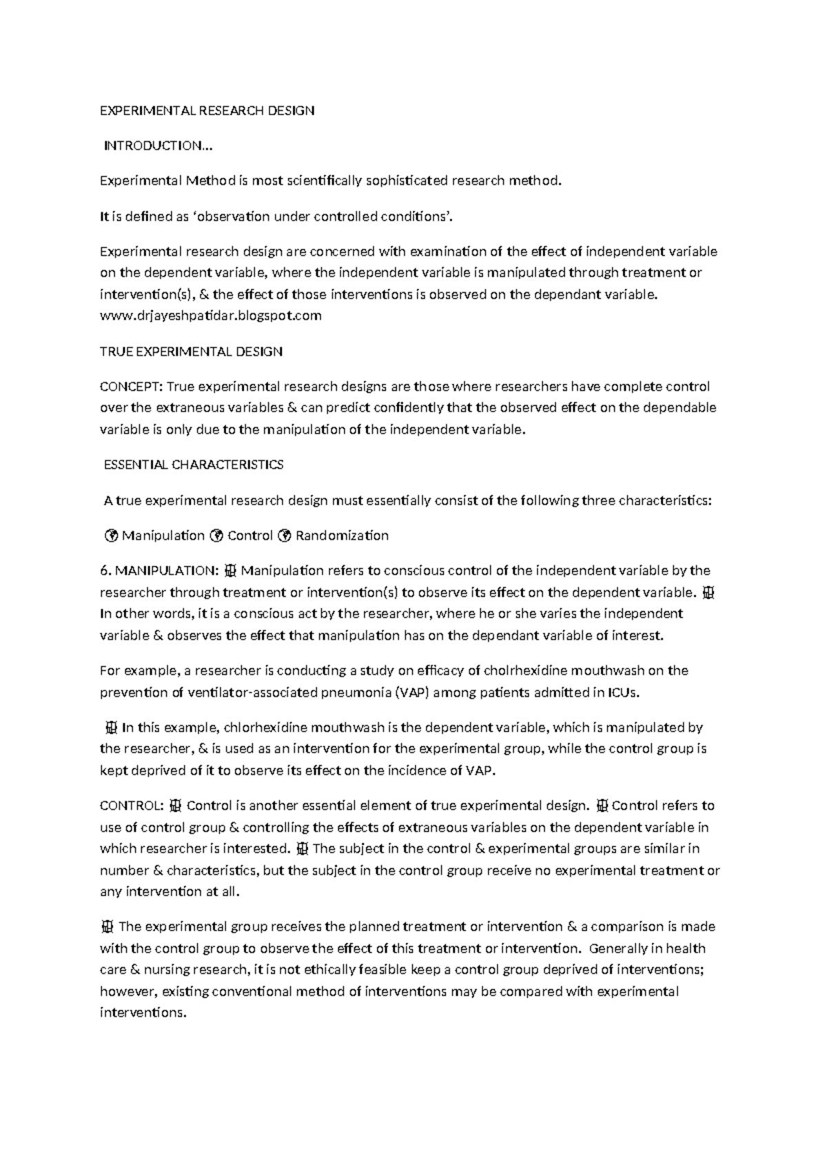 Experimental Research Design - EXPERIMENTAL RESEARCH DESIGN ...