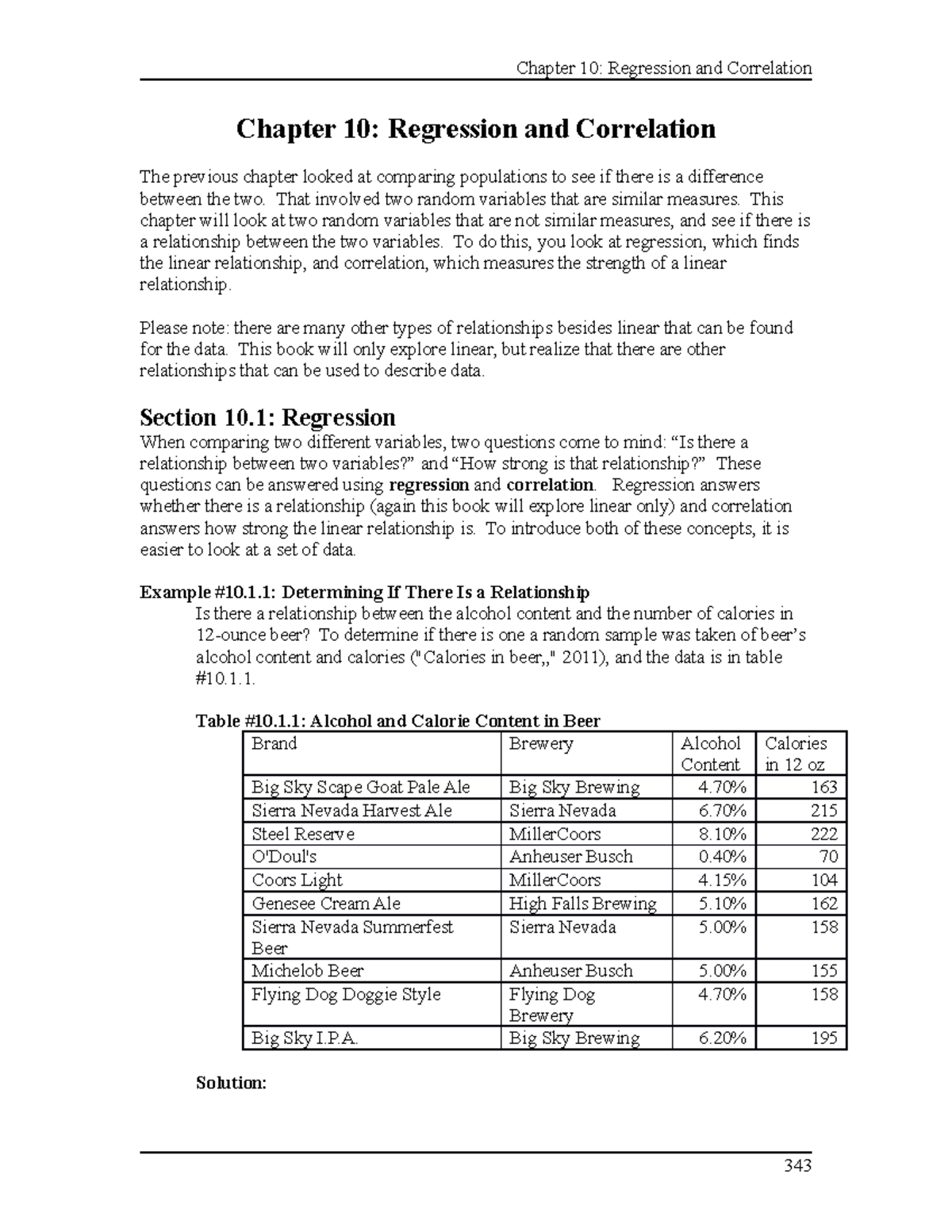 Chapter 10 - Chapter 10: Regression and Correlation The previous chapter looked at comparing ...