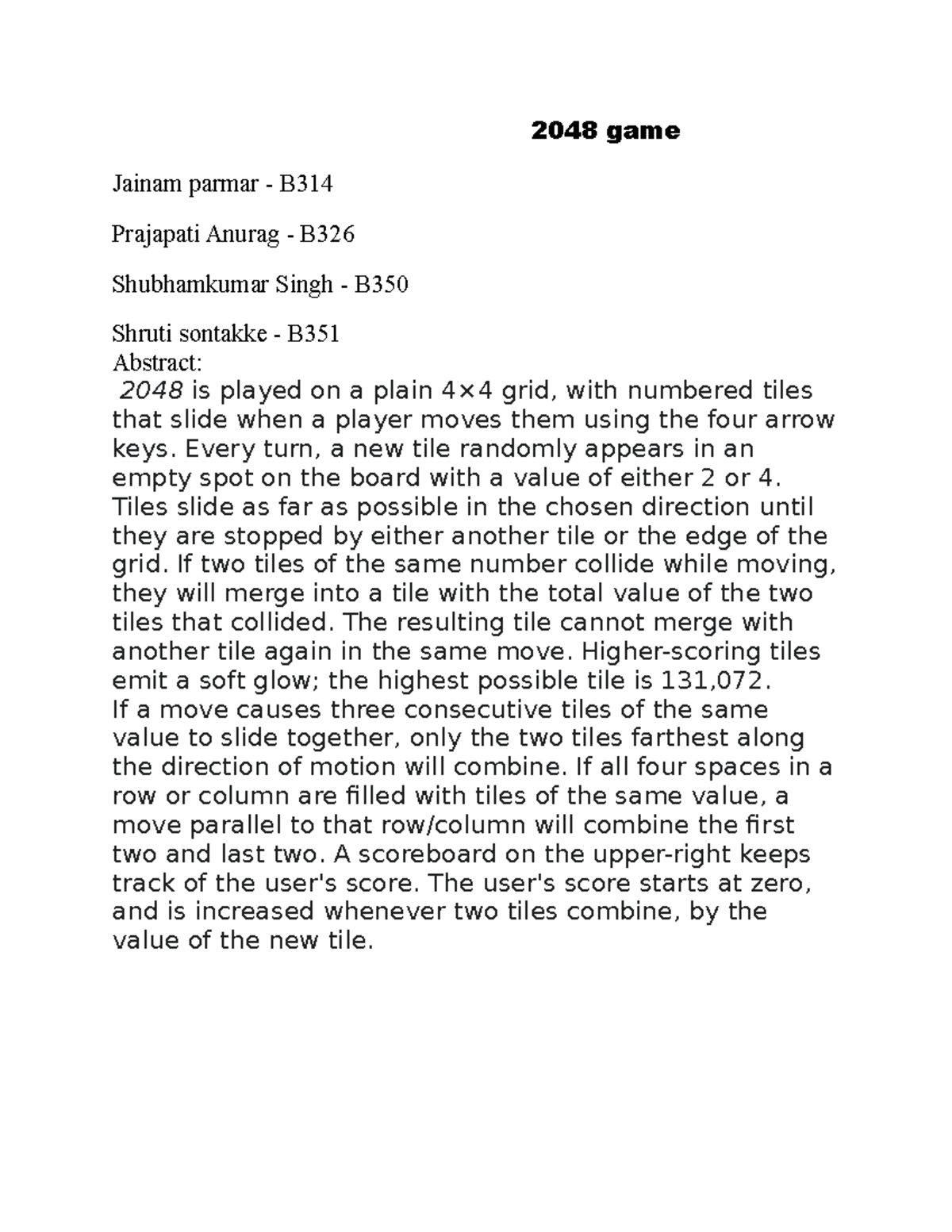 2048 GAME - nnnnnn - 2048 game Jainam parmar - B Prajapati Anurag - B ...