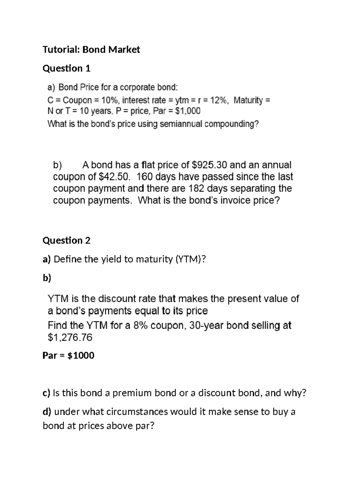Tutorial Bond Market - ECO3CA3 - Tutorial: Bond Market Question 1 ...