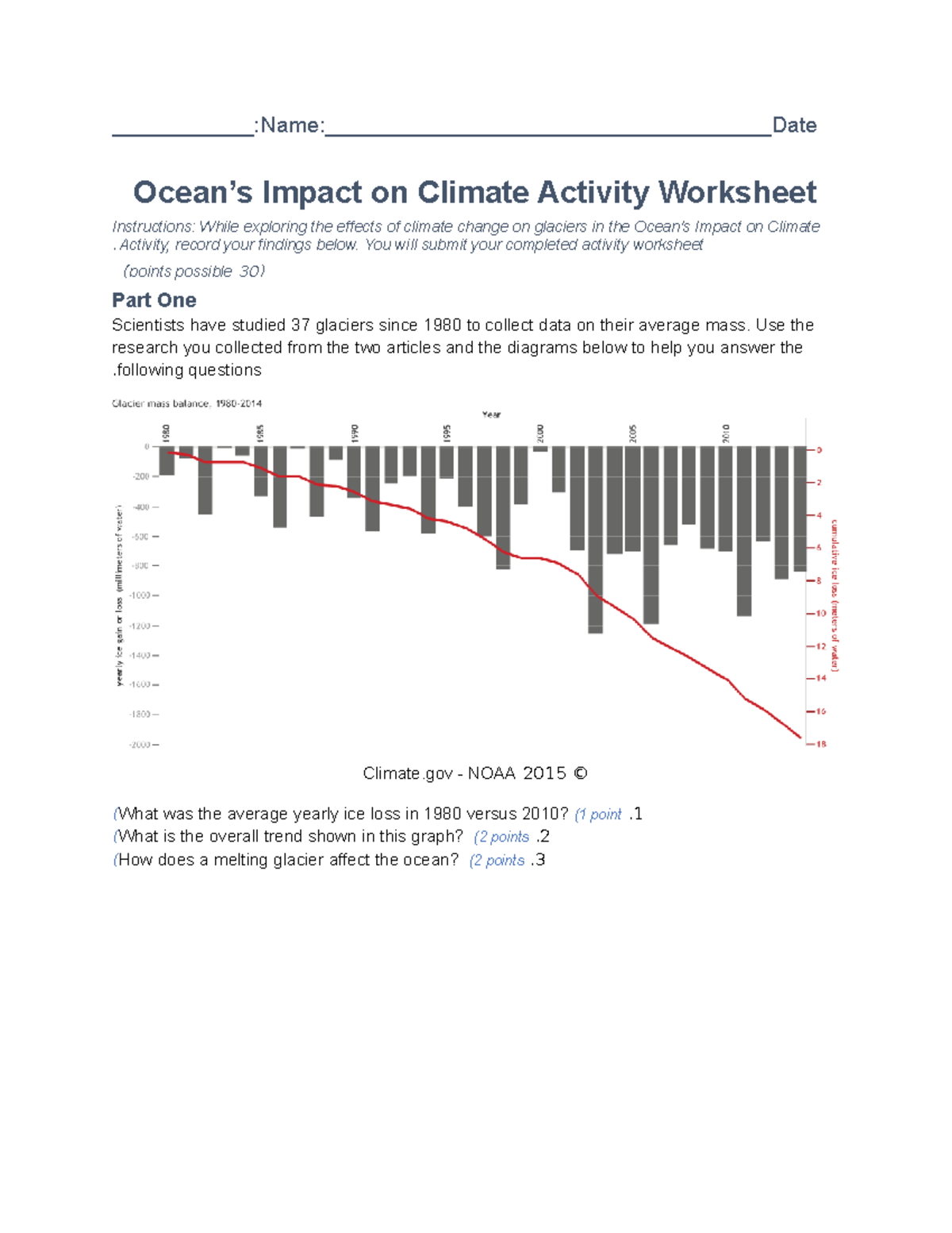 Climate activity worksheet - _____________:Name ...