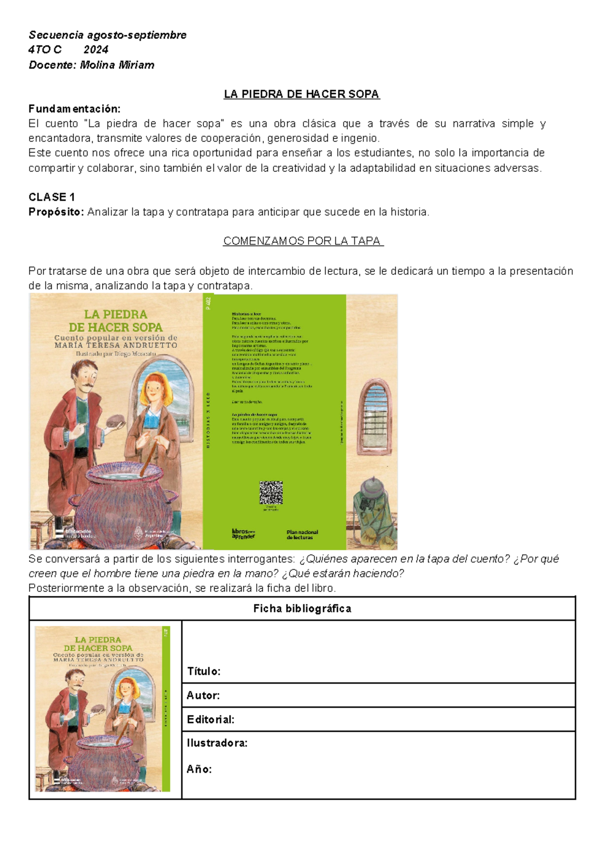 Secuencia la piedra de hacer sopa a - Secuencia agosto-septiembre 4TO C ...