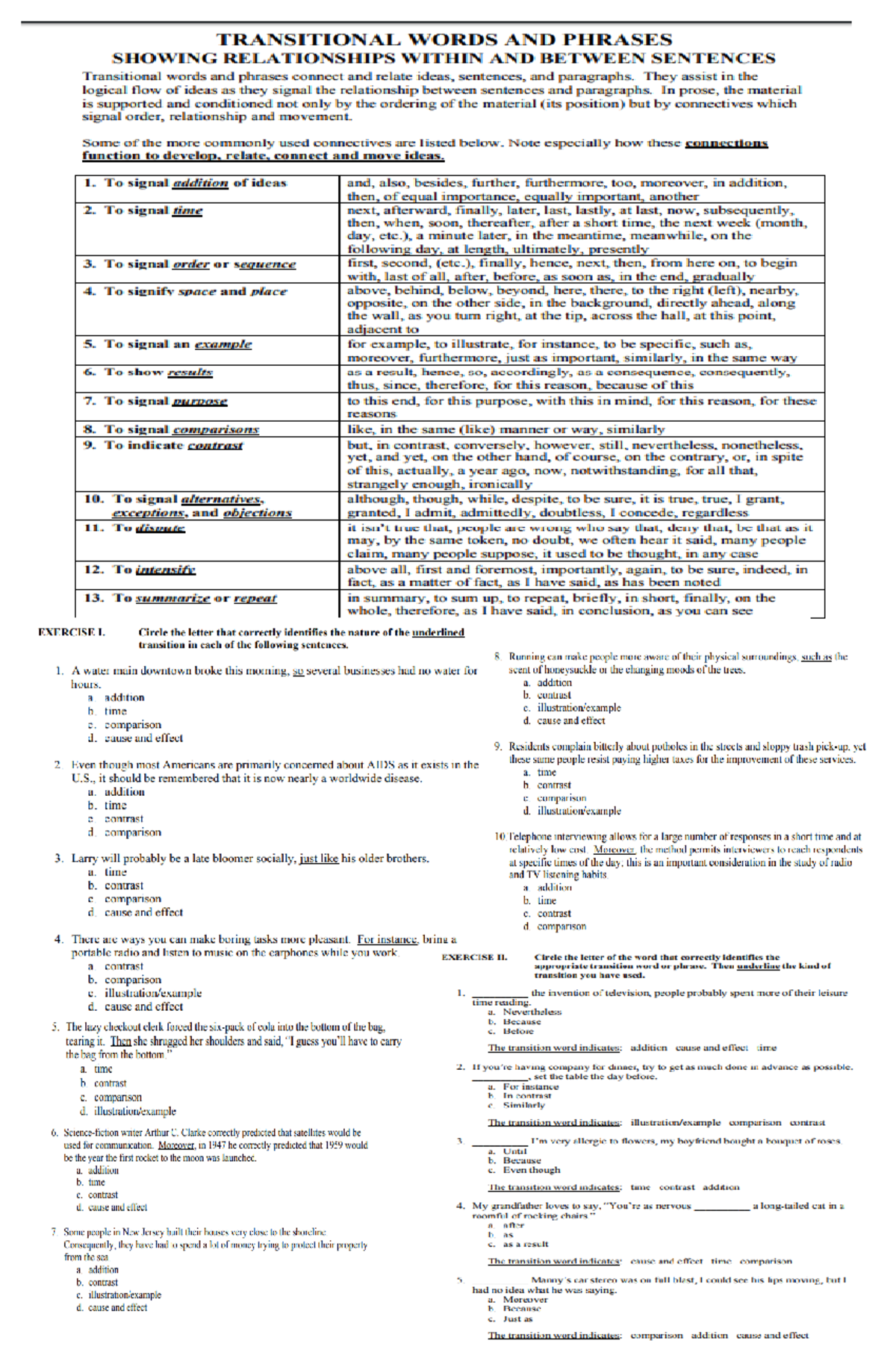 Transitional Words QUIZ - Understanding the self - Studocu