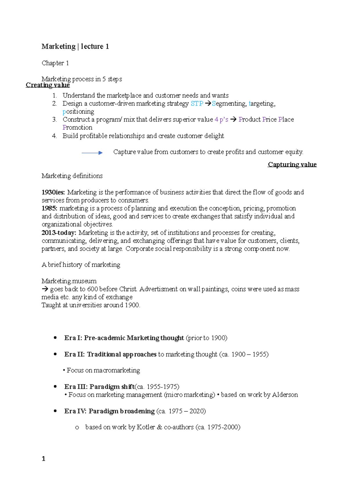 Marketing Lectures - Marketing | lecture 1 Chapter 1 Marketing process ...