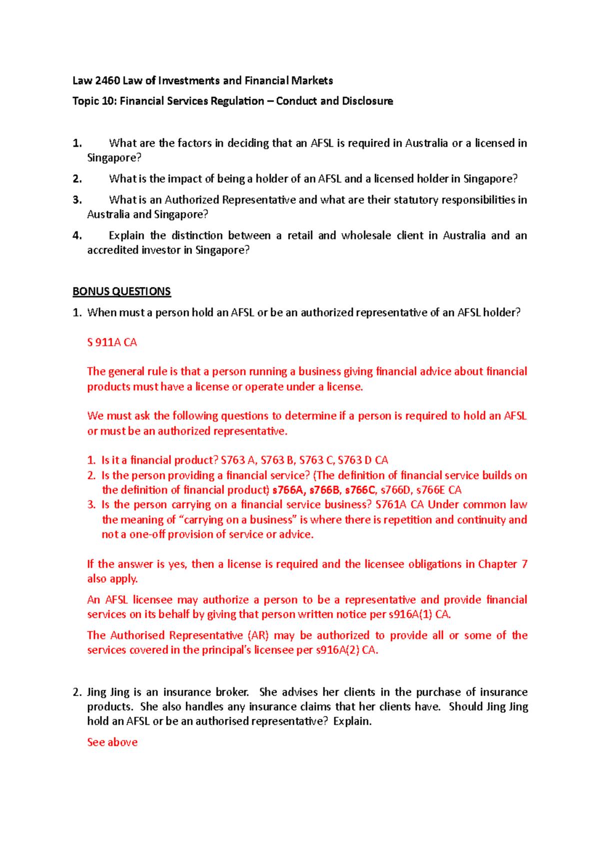 Topic 10 Financial Services Regulation - Conduct and Disclosure ...