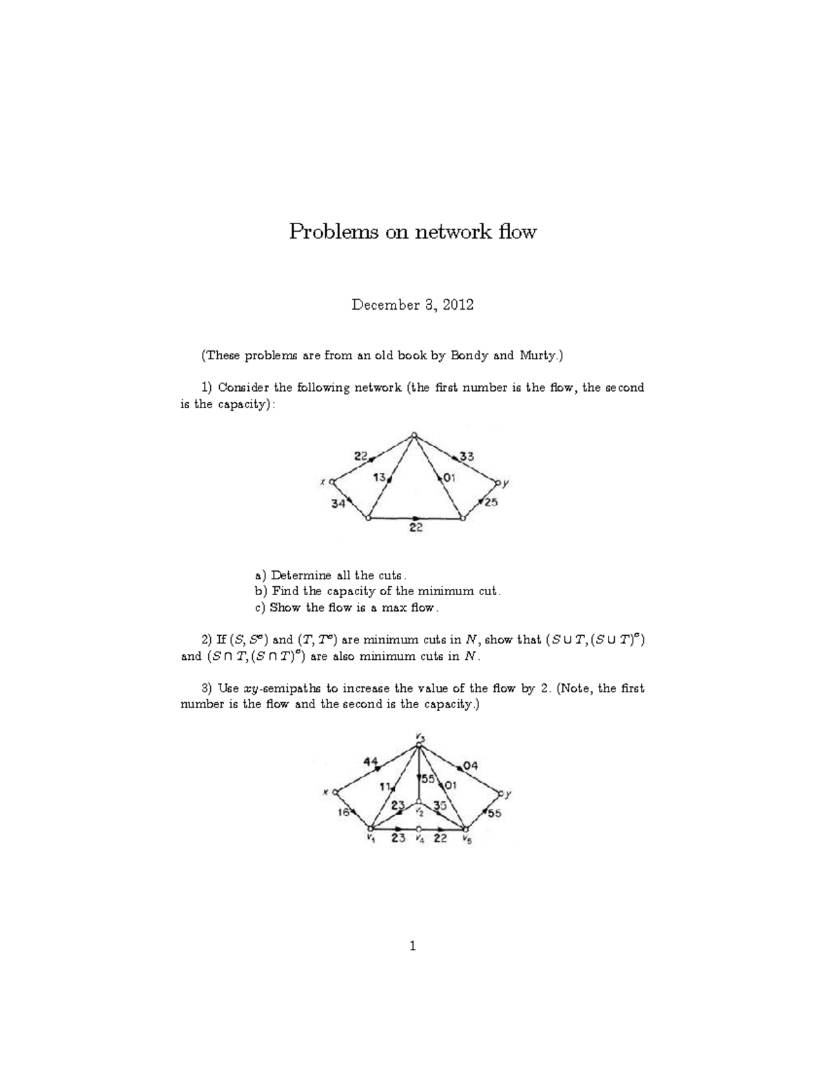 Probs 4 - Problem set 4 - MATH 443 - Problems on network December 3 ...