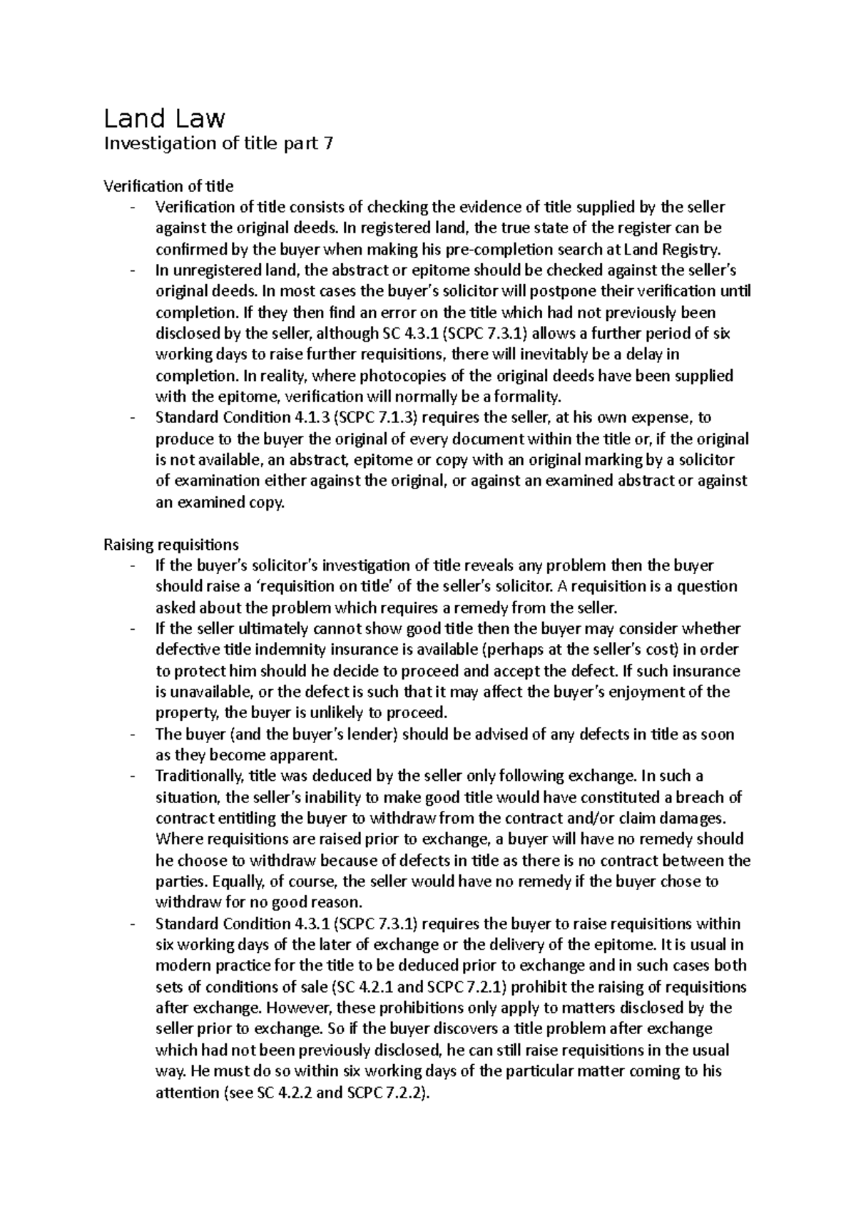 Investigation of title part 7 - Land Law Investigation of title part 7 ...