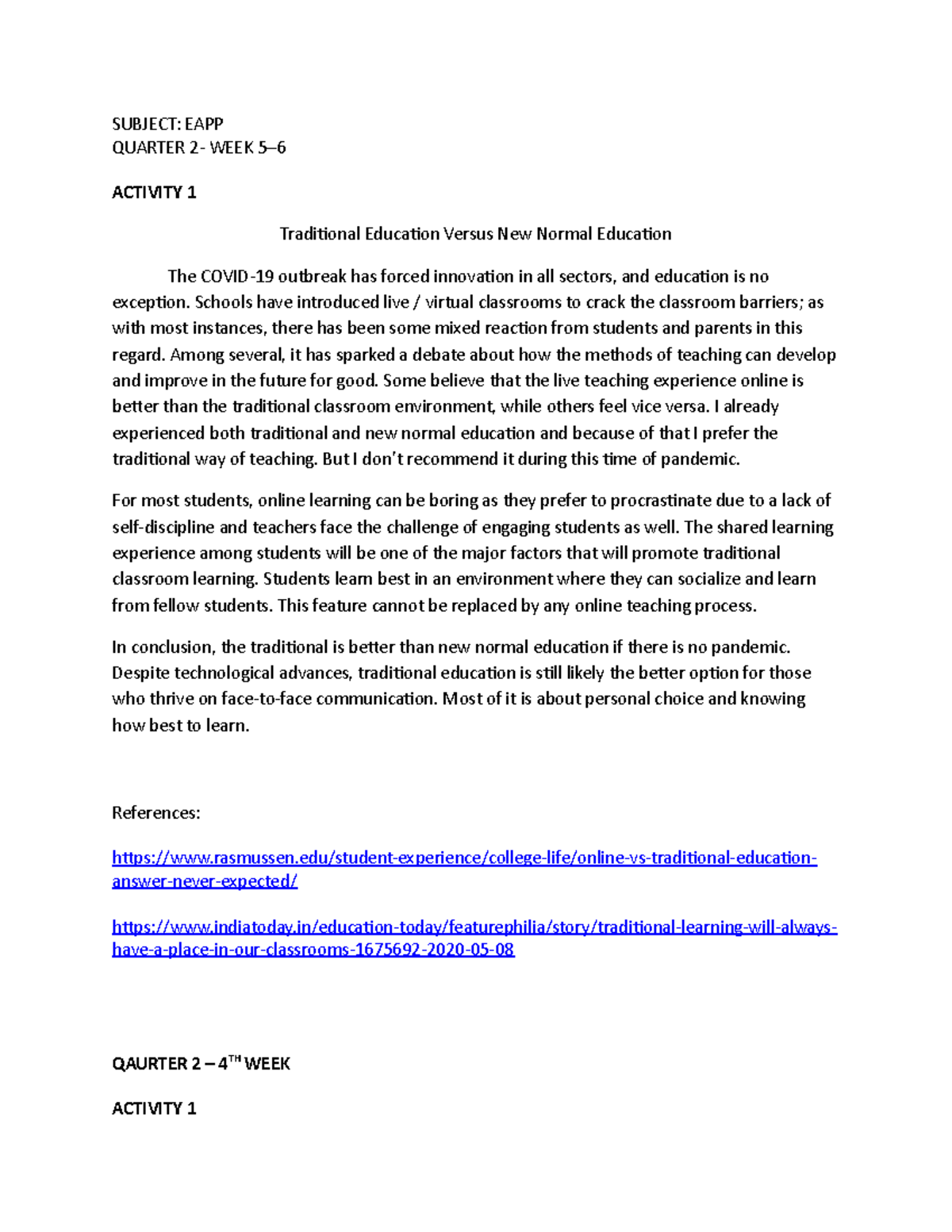 WEEK 5-6 EAPP - contains activities regarding EAPP - SUBJECT: EAPP ...