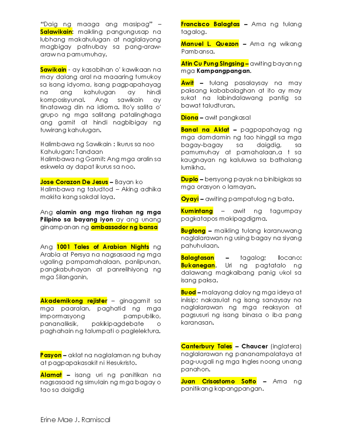 Filipino Material - “Daig ng maaga ang masipag” – Salawikain: maikling ...