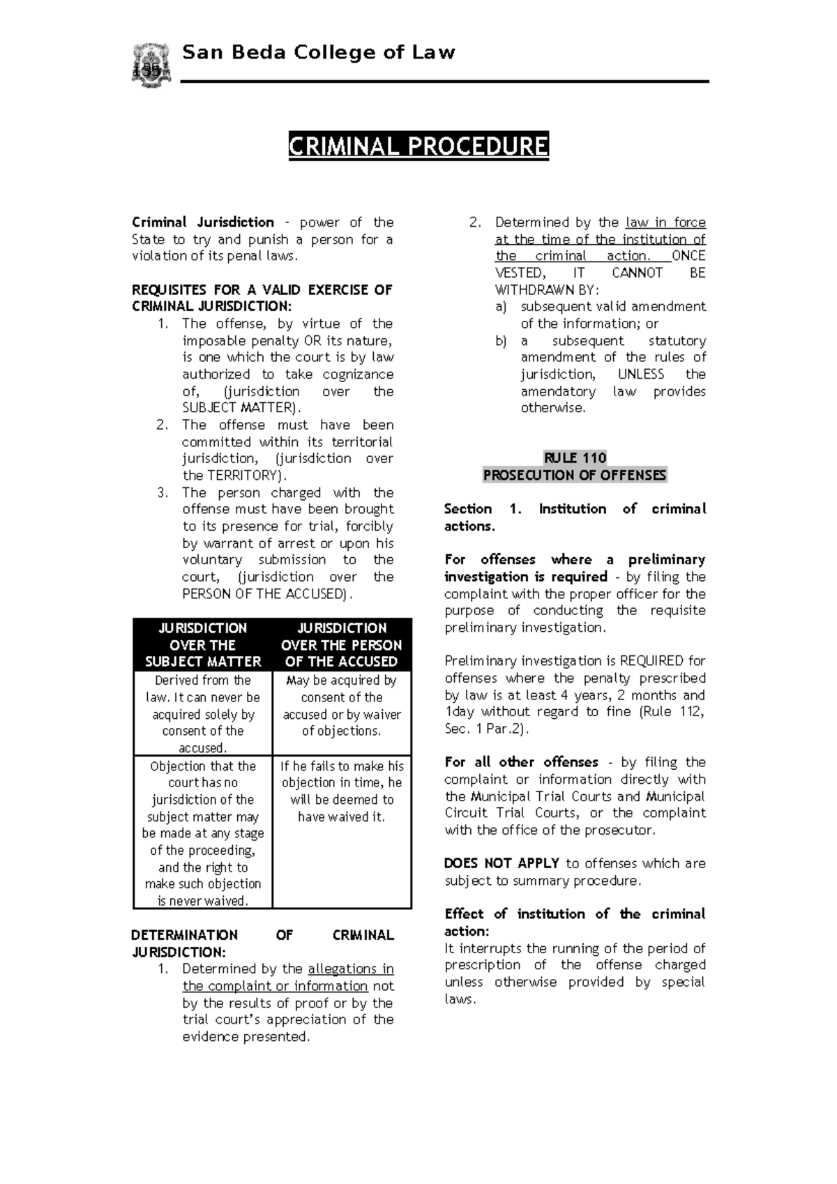 CJL 6 Criminal Procedure Notes - 135 CRIMINAL PROCEDURE Criminal ...