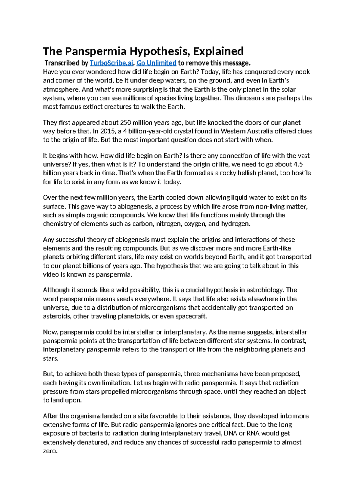 The Panspermia Hypothesis, Explained - The Panspermia Hypothesis ...