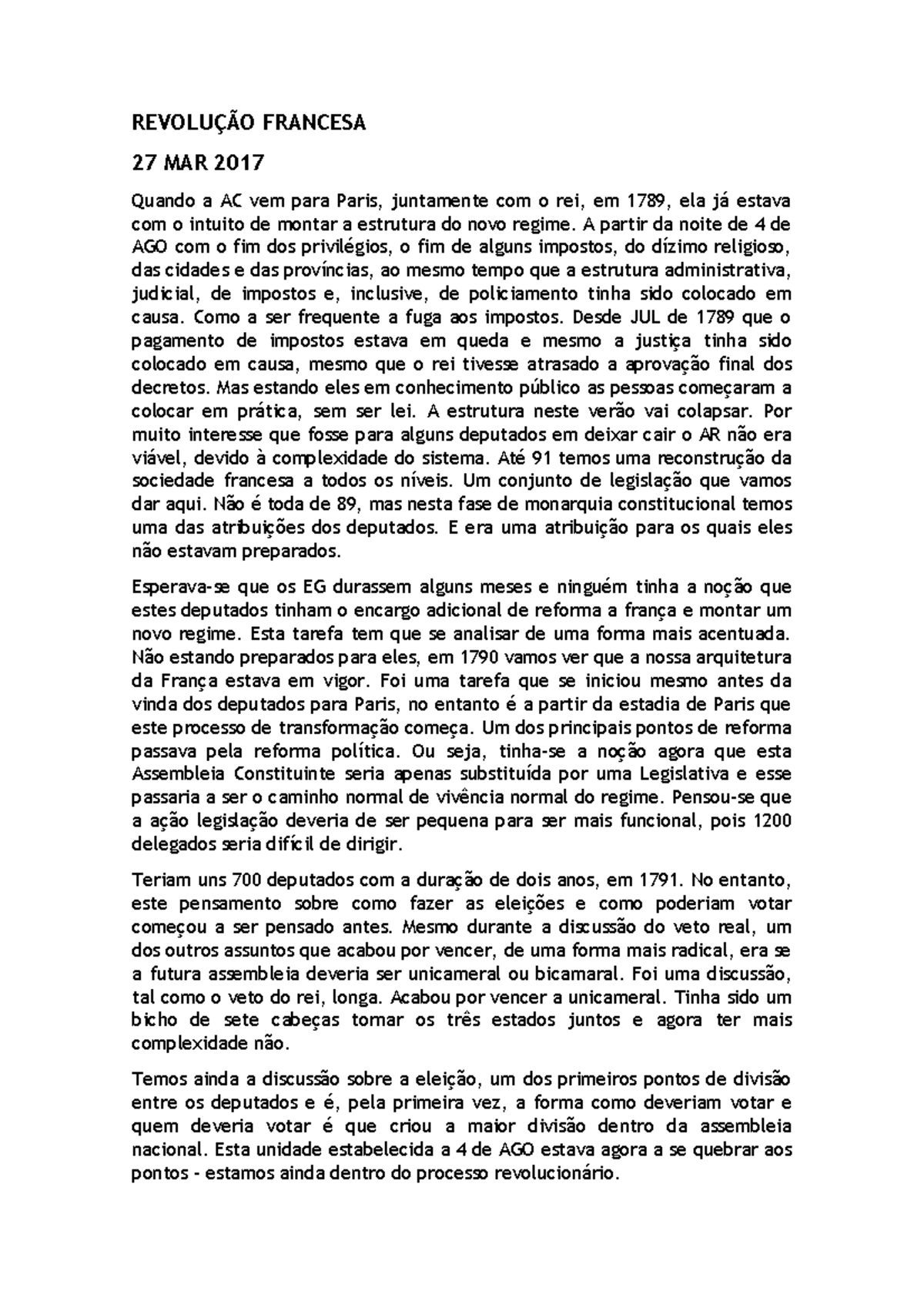 27 MAR 2017 - History of French Revolution - Class - REVOLUÇÃO FRANCESA ...