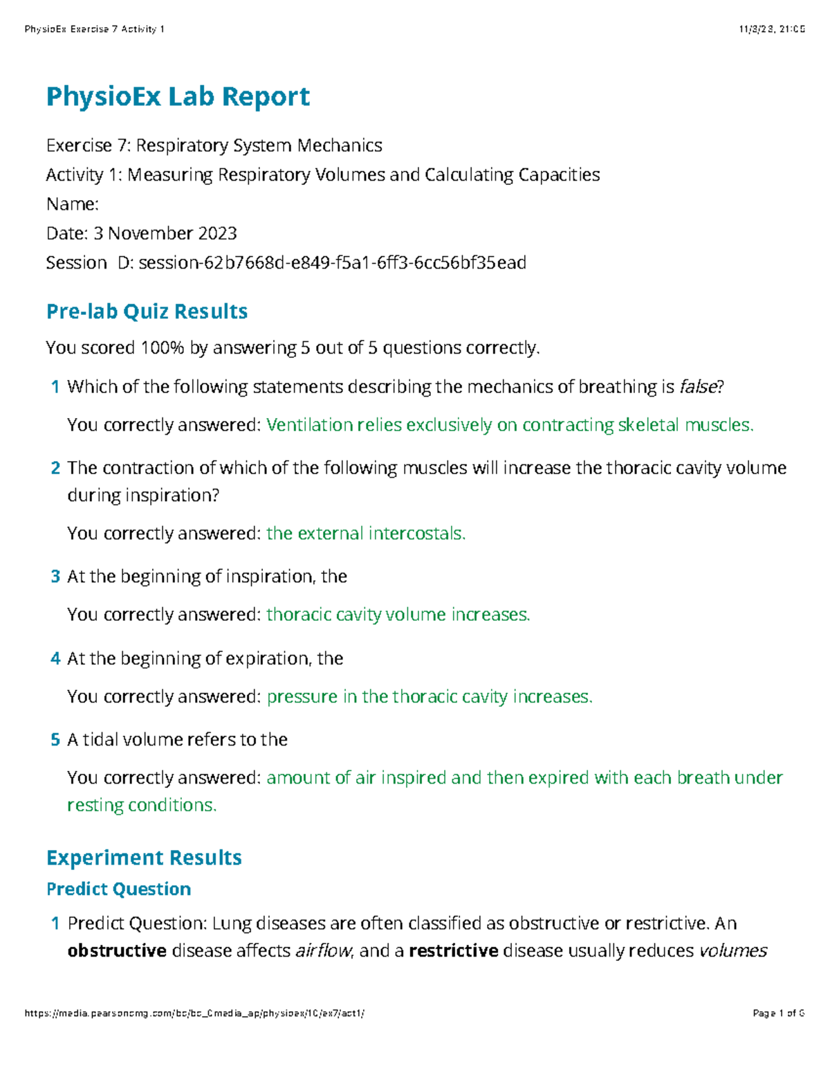 Physio Ex Exercise 7 Activity 1 - PhysioEx Lab Report Exercise 7 ...