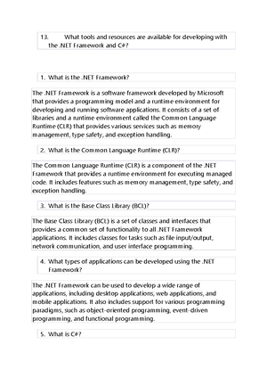 NET Framework AND C# - .NET FRAMEWORK AND C# The .NET Framework and C# ...