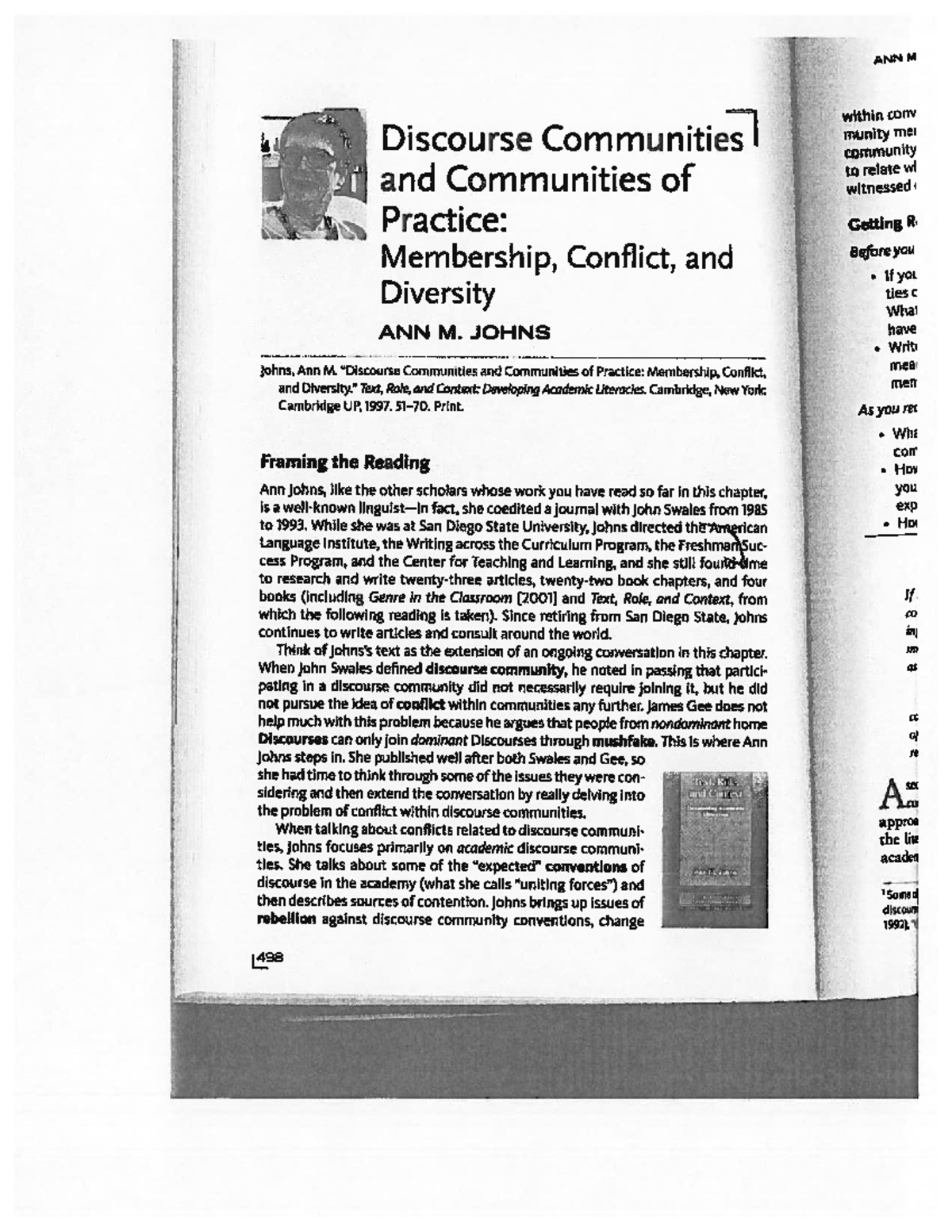 Discourse Communitiesby Johns Shorter Version - Studocu