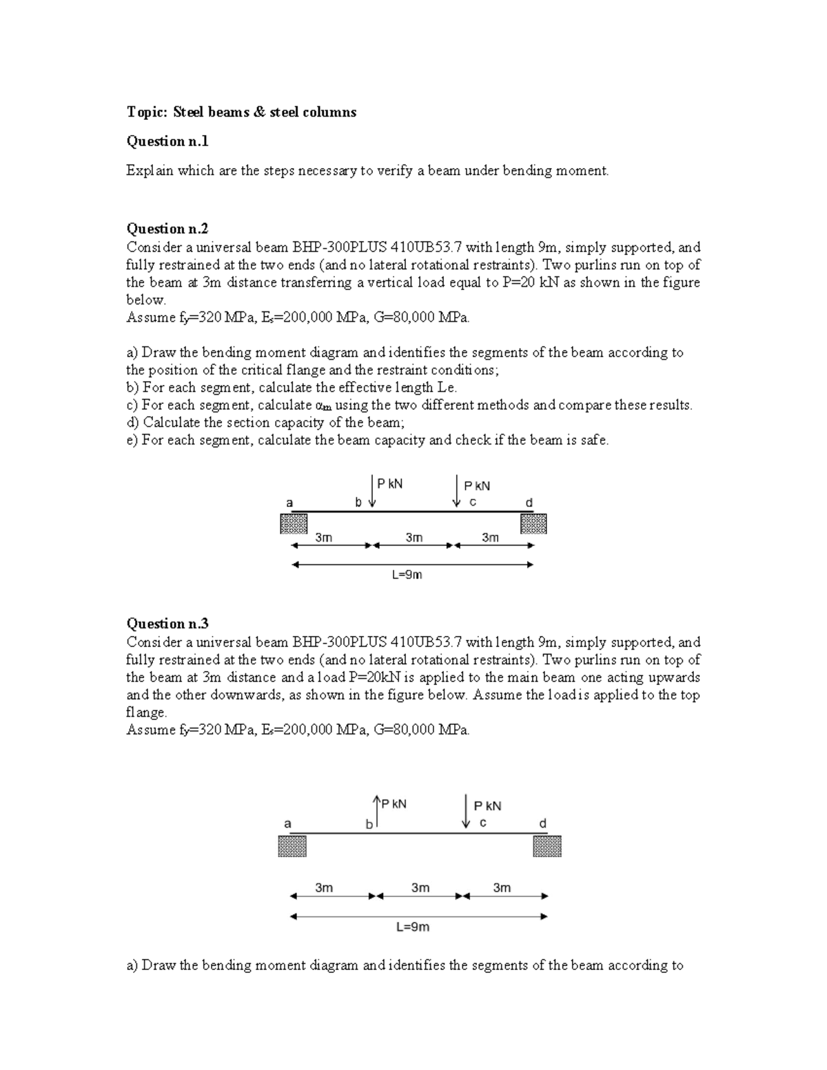 W9 Post-lecture questions primary beams - Topic: Steel beams & steel ...