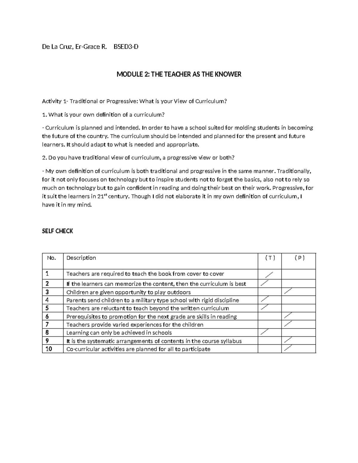 Module 2 Teacher as the knower - De La Cruz, Er-Grace R. BSED3-D MODULE ...