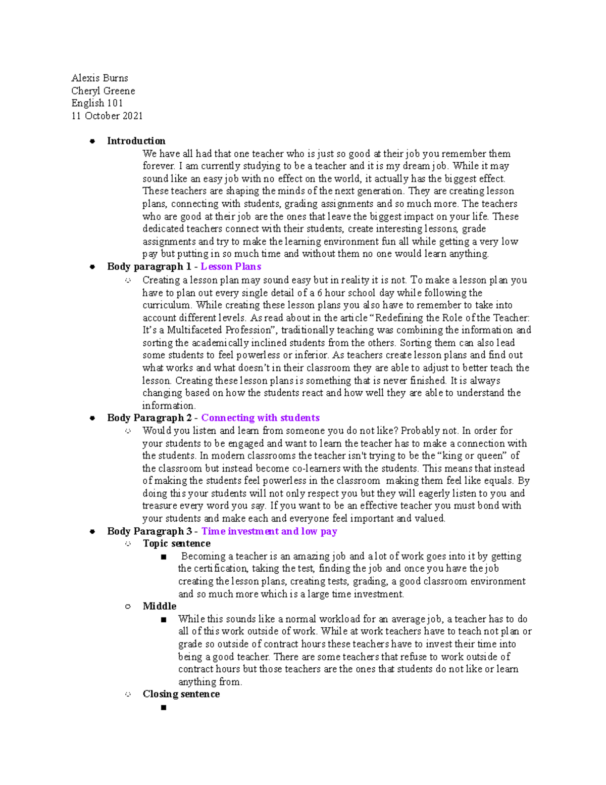 Draft 1 for peer review 10 27 21 - Alexis Burns Cheryl Greene English ...