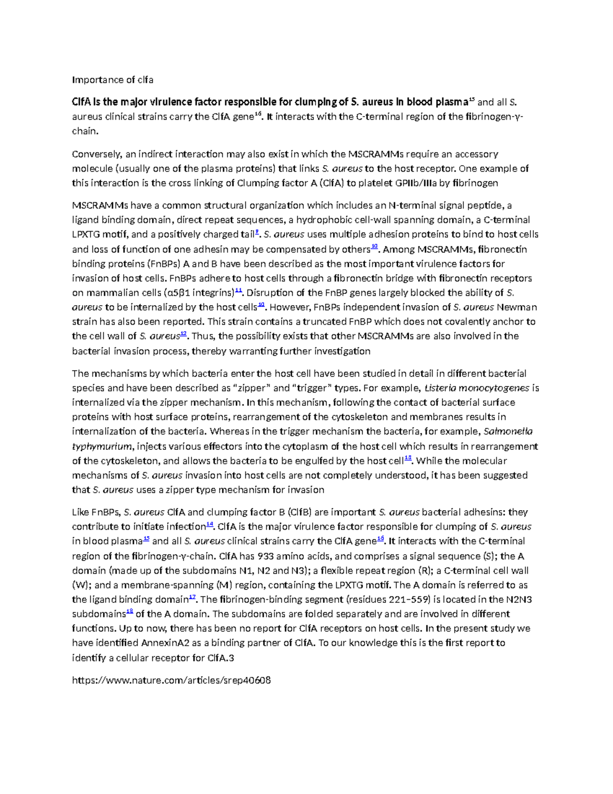 Importance of clfa - Importance of clfa ClfA is the major virulence ...