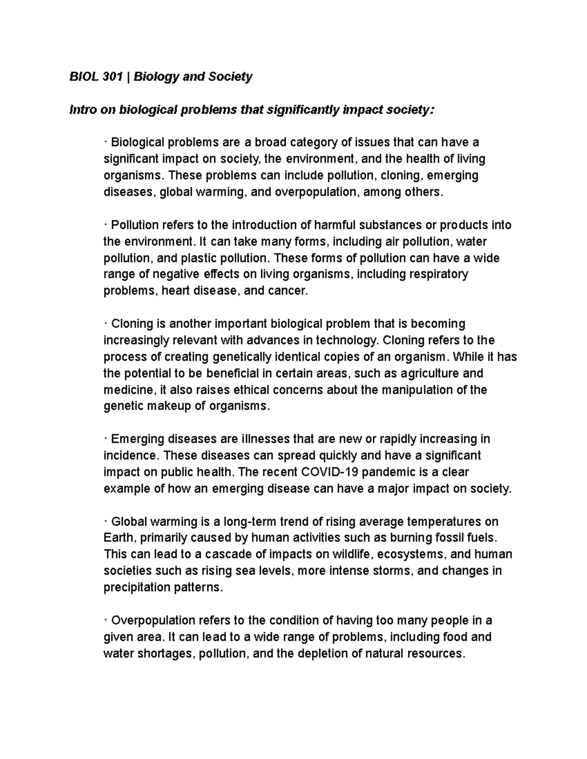BIOL 301 Biology and society - BIOL 301 | Biology and Society Intro on ...
