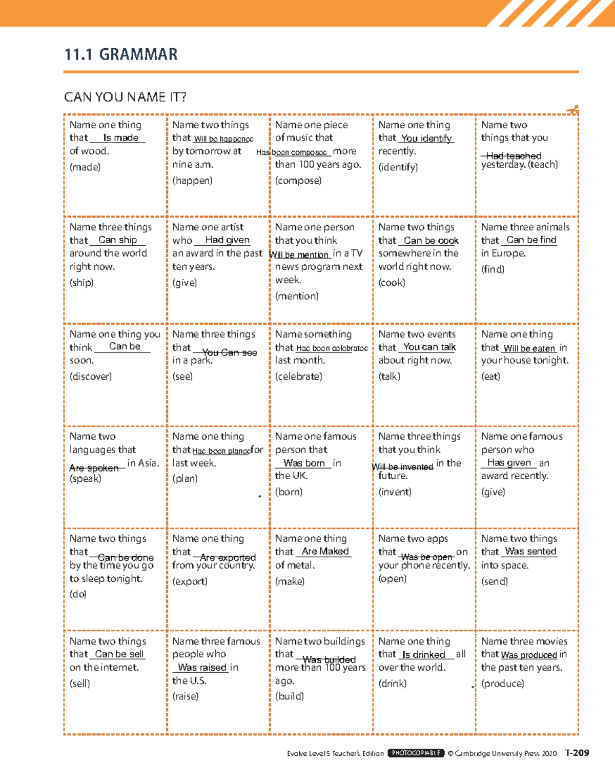 Homework - tarea - CAN YOU NAME IT? Name one thing that of wood. (made ...