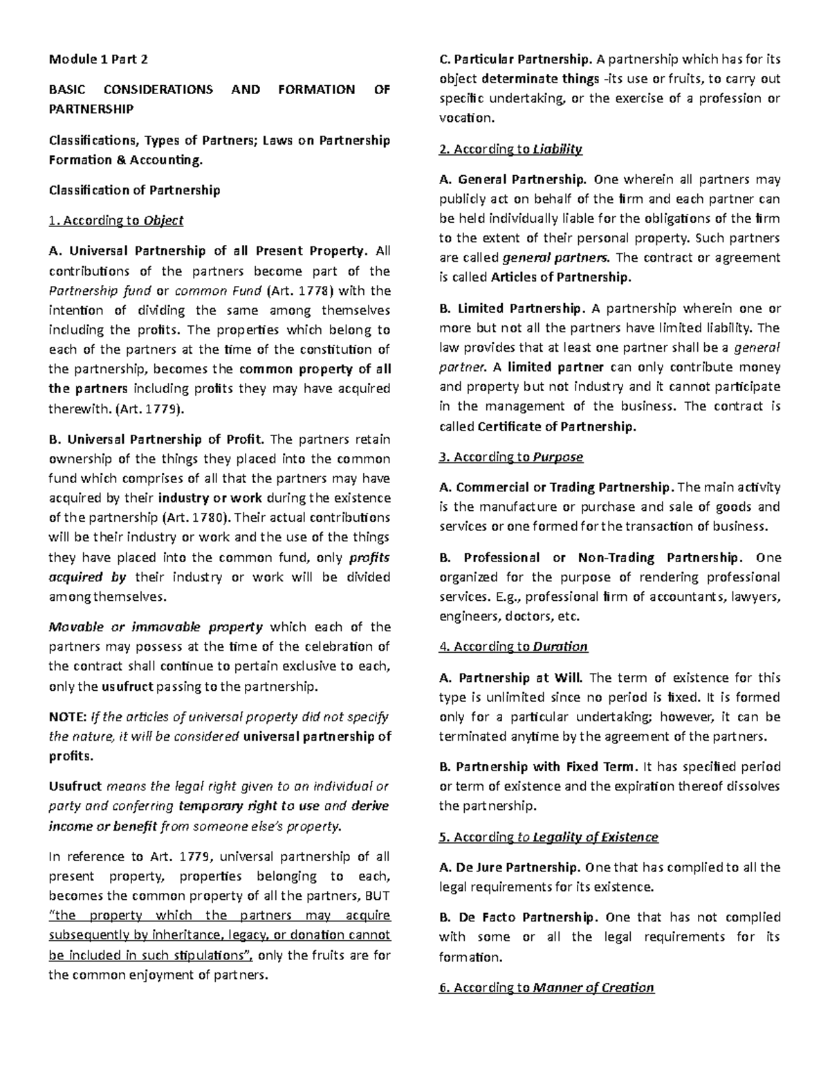 Module 1 Part 2 - Module 1 Part 2 BASIC CONSIDERATIONS AND FORMATION OF ...