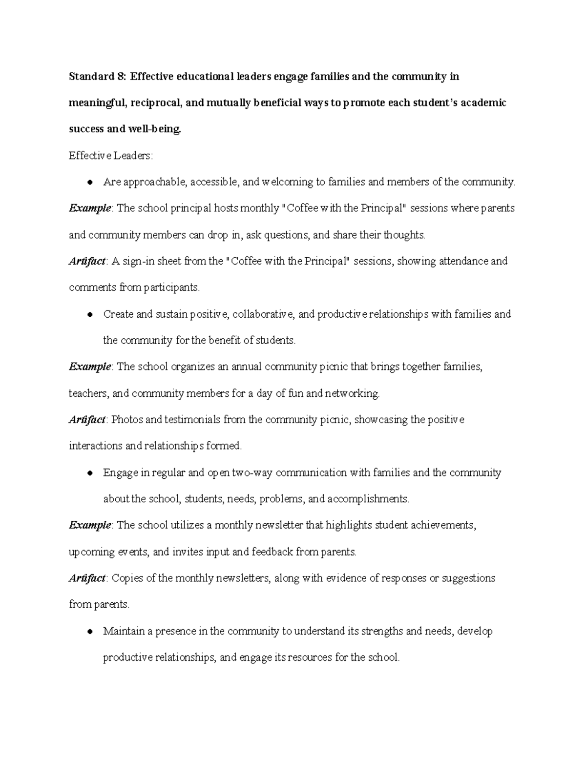 PSEL Standard 8 - practice questions and notes - Standard 8: Effective ...