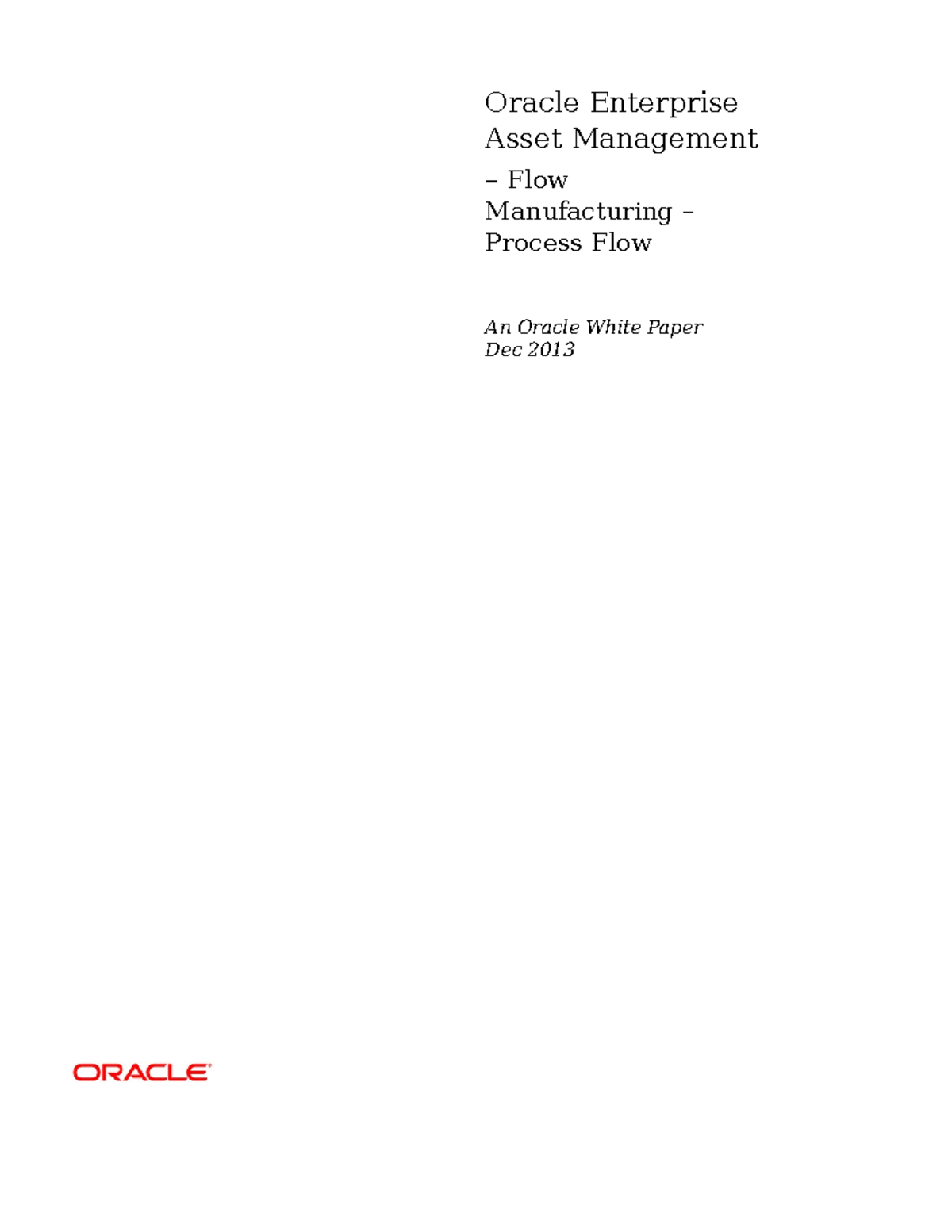 Flow Manufacturing - process flow - Oracle Enterprise Asset Management ...