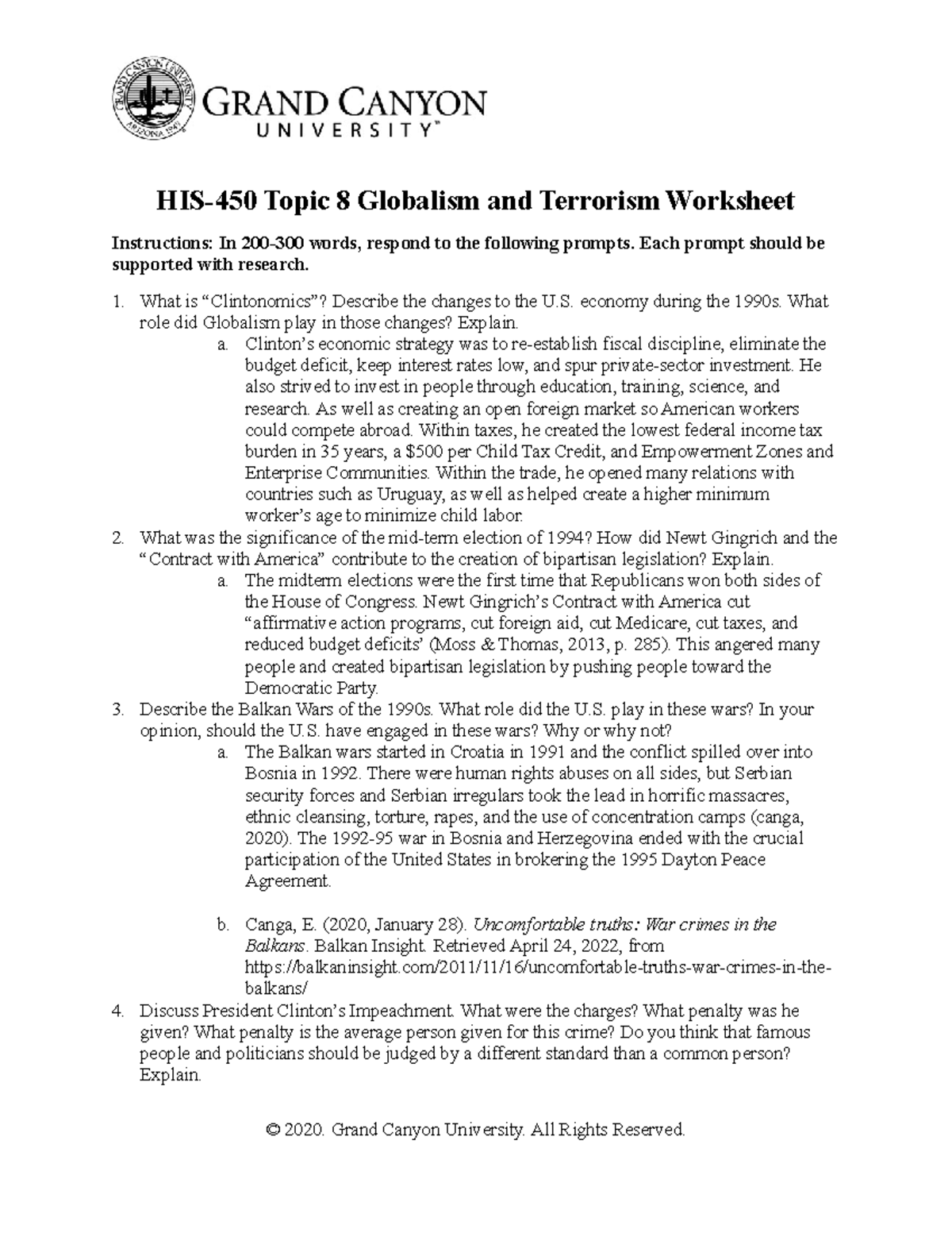 HIS 450 T8 Globalismand Terrorism Worksheet - HIS-450 Topic 8 Globalism ...