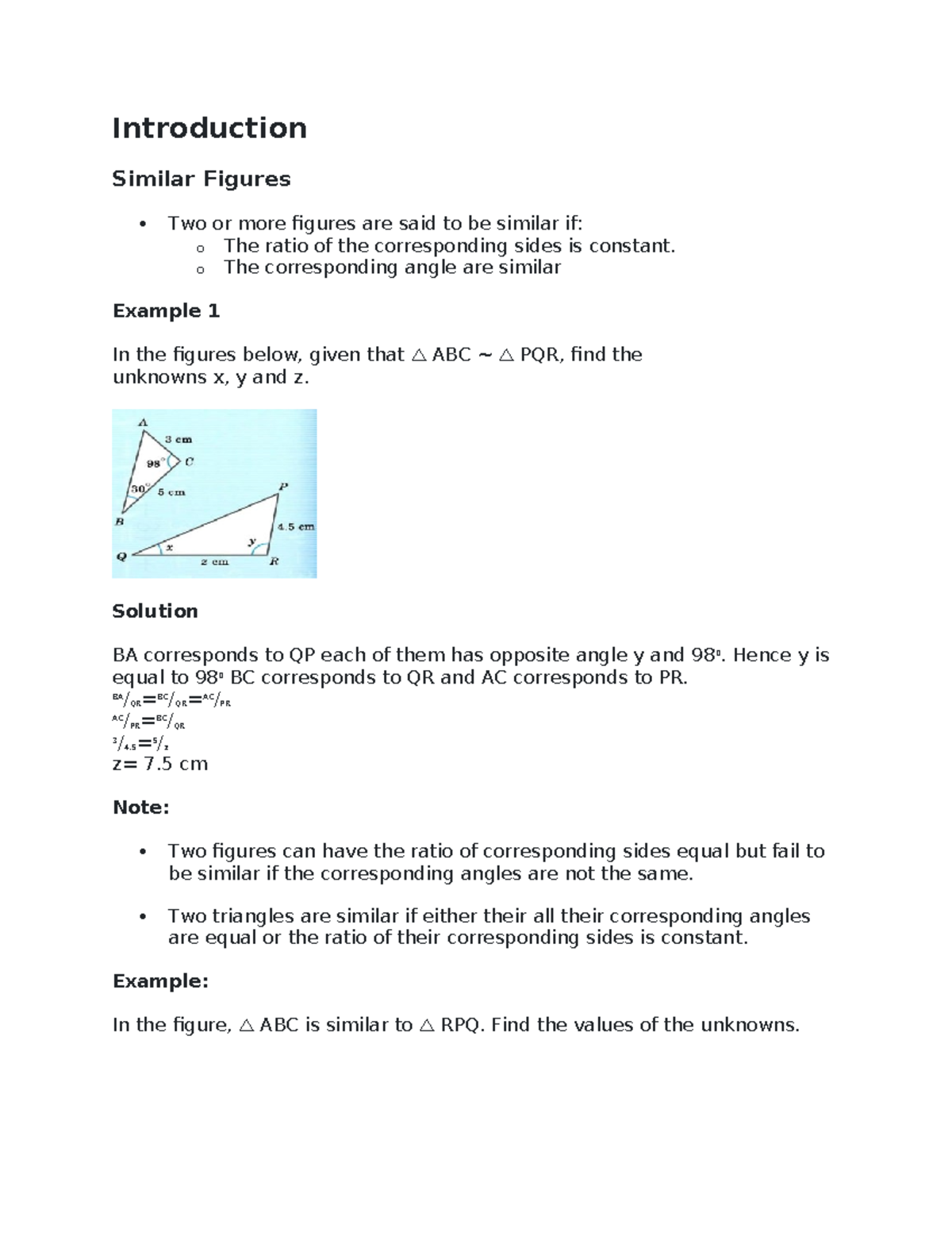 Sim and enlarge - notes for form 2 - Introduction Similar Figures Two ...