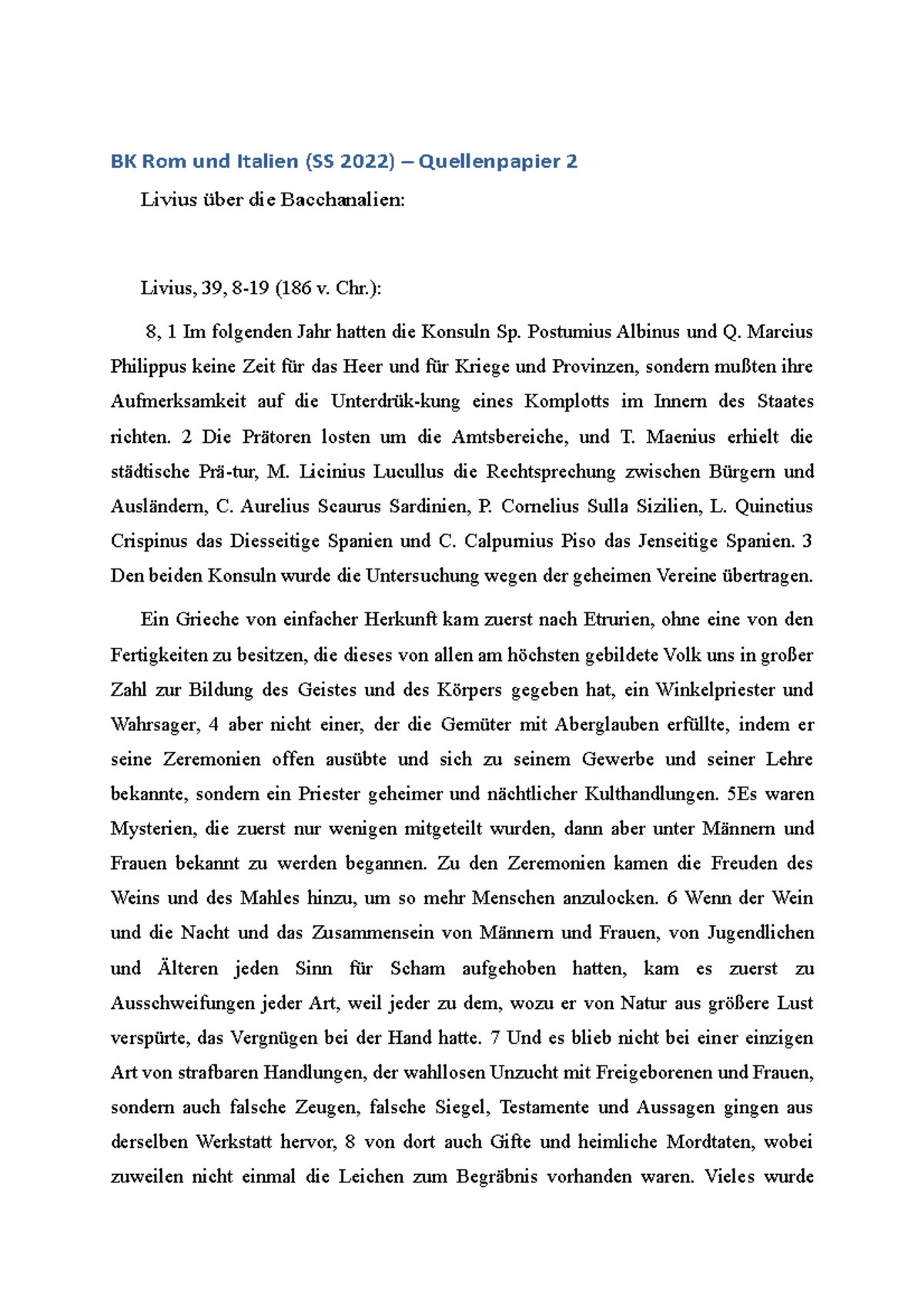BK Rom und Italien Quellen 2 - BK Rom und Italien (SS 2022 ...