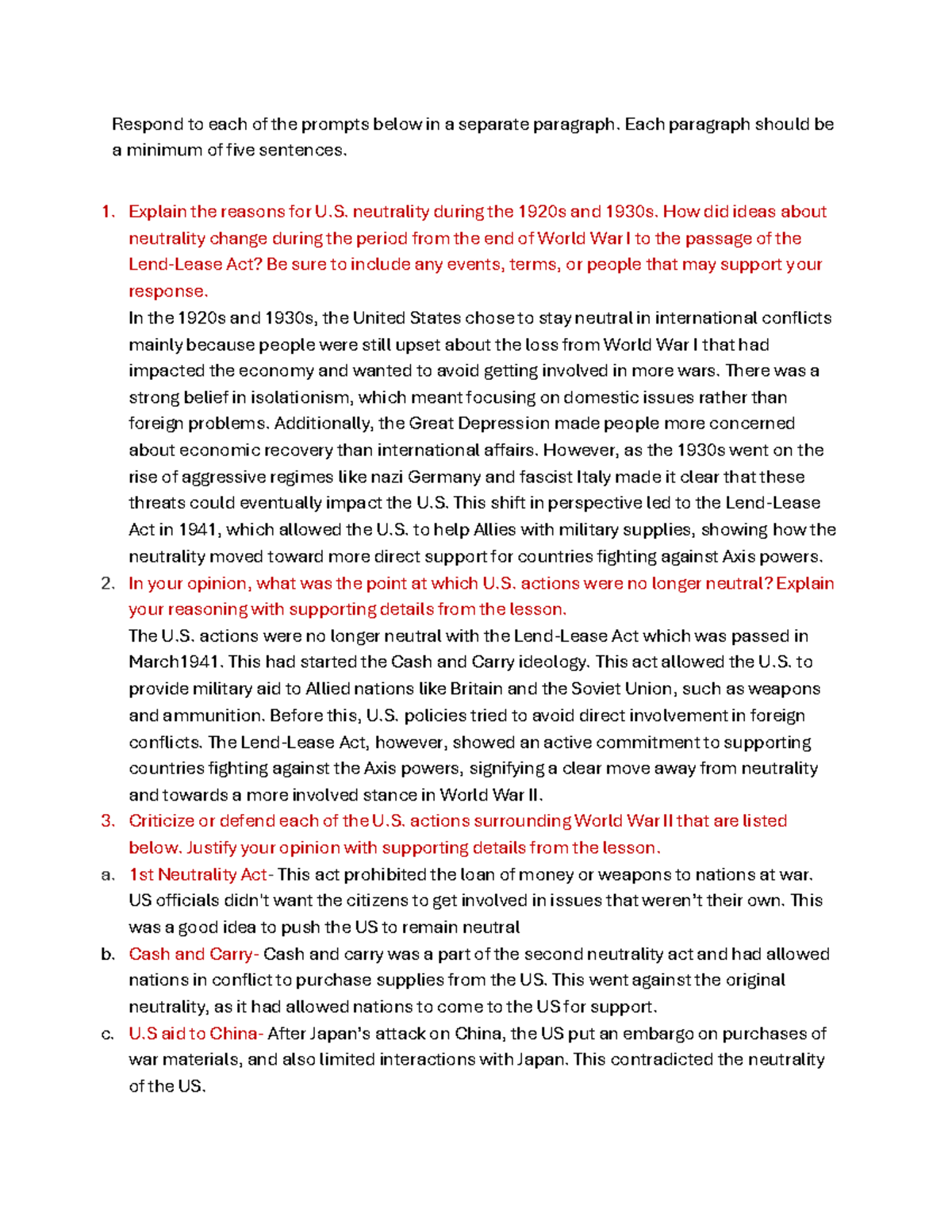Document - assignment - Respond to each of the prompts below in a ...
