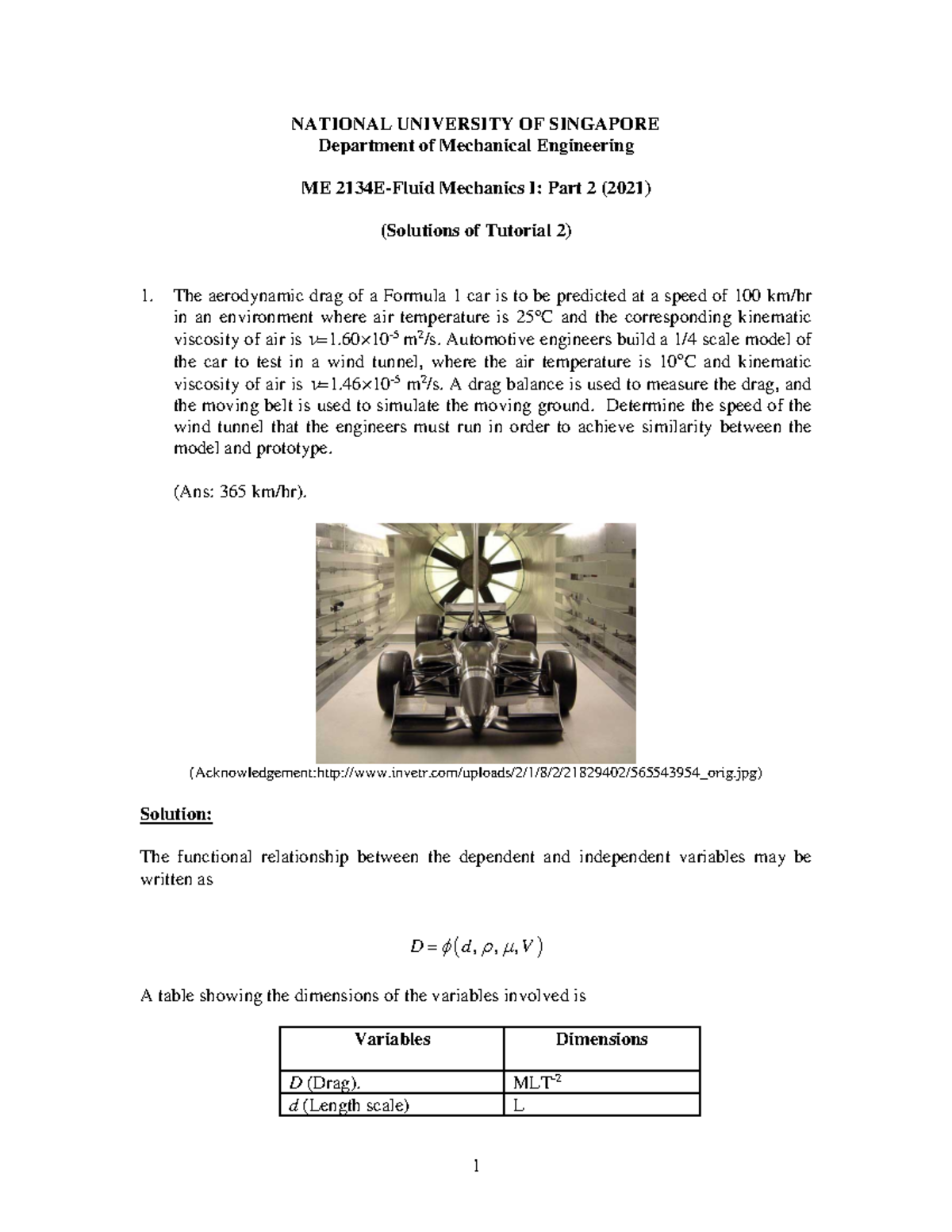 ME2134E (Part 2) Tutorial 2 (Solutions) - ME1102 - NUS - Studocu