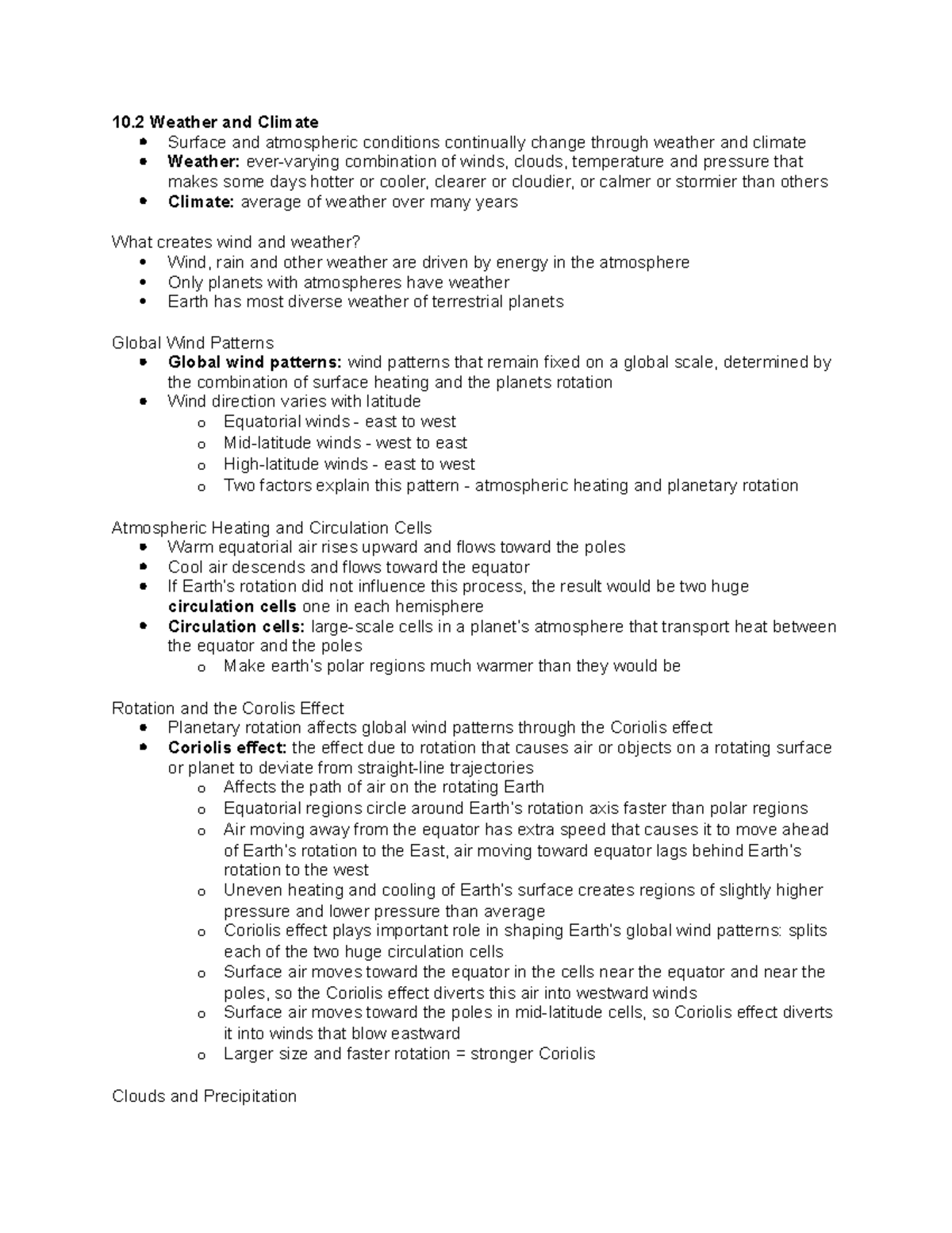 10.2 notes - 10 Weather and Climate Surface and atmospheric conditions ...