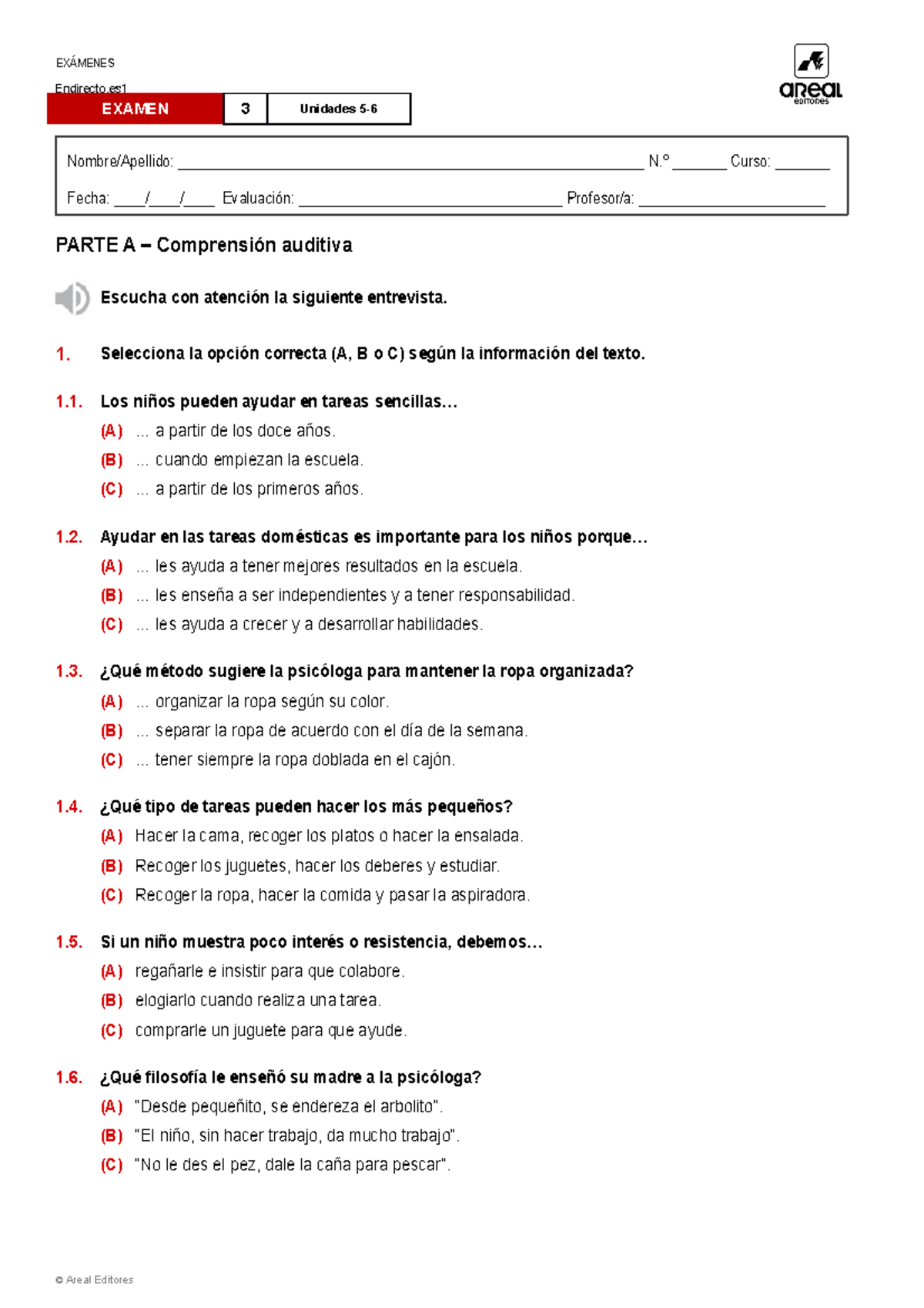 Ae end1 examen 3 - bkvk - Endirecto PARTE A – Comprensión auditiva ...