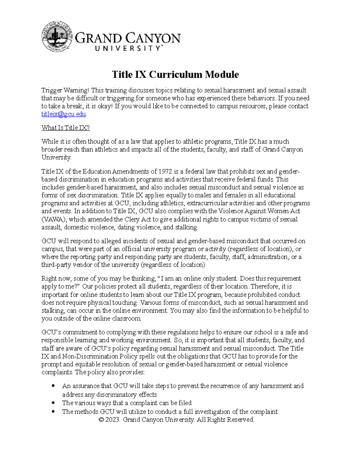 EDU525-Title IX Curriculum Document - Title IX Curriculum Module ...