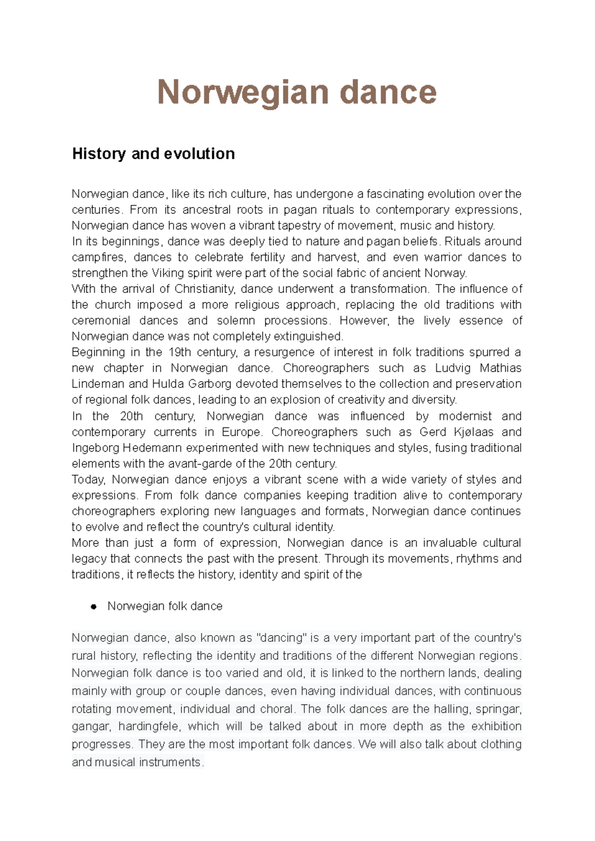 Danza Noruega - TRABAJO - Norwegian dance History and evolution ...