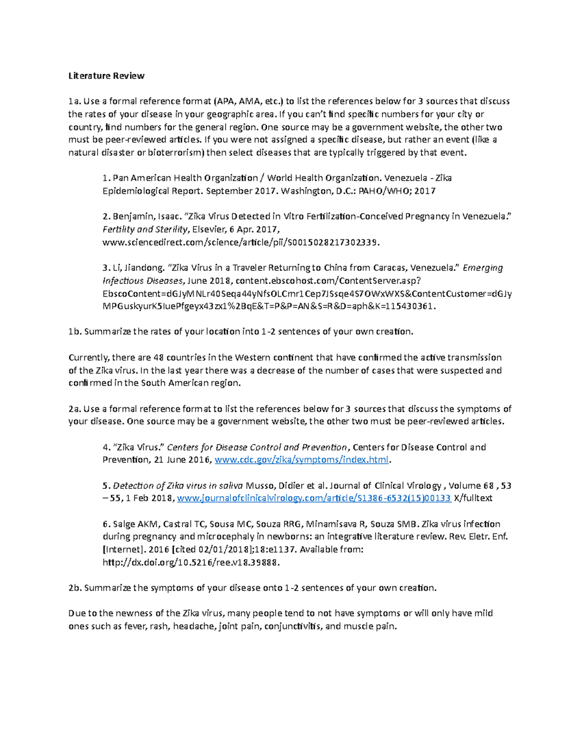 Literature Review 2018 - Literature Review 1a. Use a formal reference ...