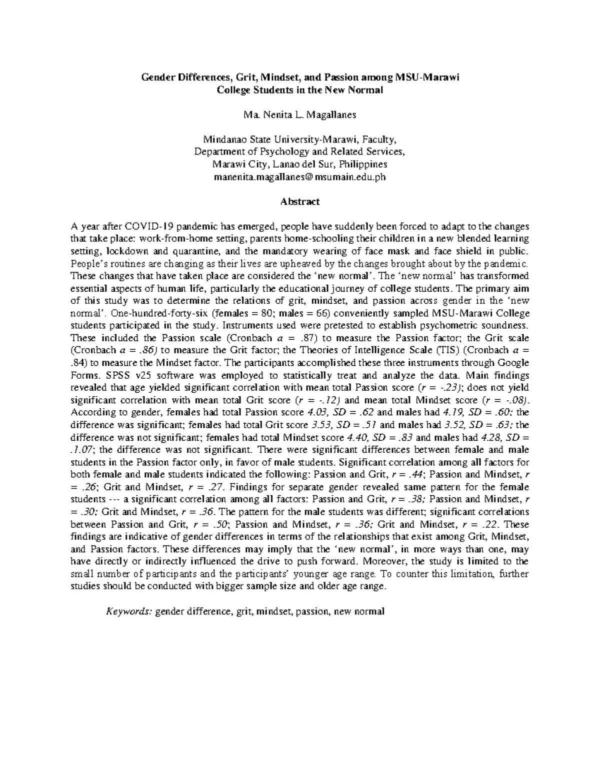 Abstract gender differences grit mindset passion magallanes - Gender ...