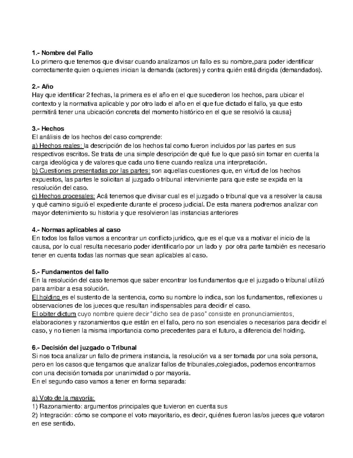Guía para el análisis de fallos - 1.- Nombre del Fallo Lo primero que ...