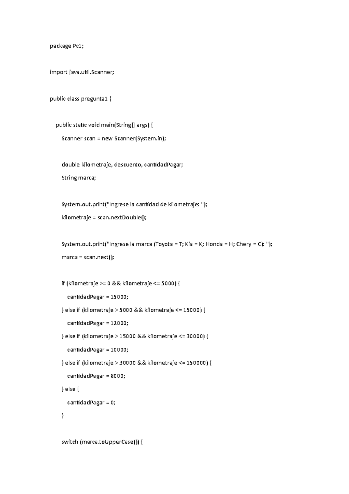 Pc1 - ejercicios java - package Pc1; import java.util; public class ...