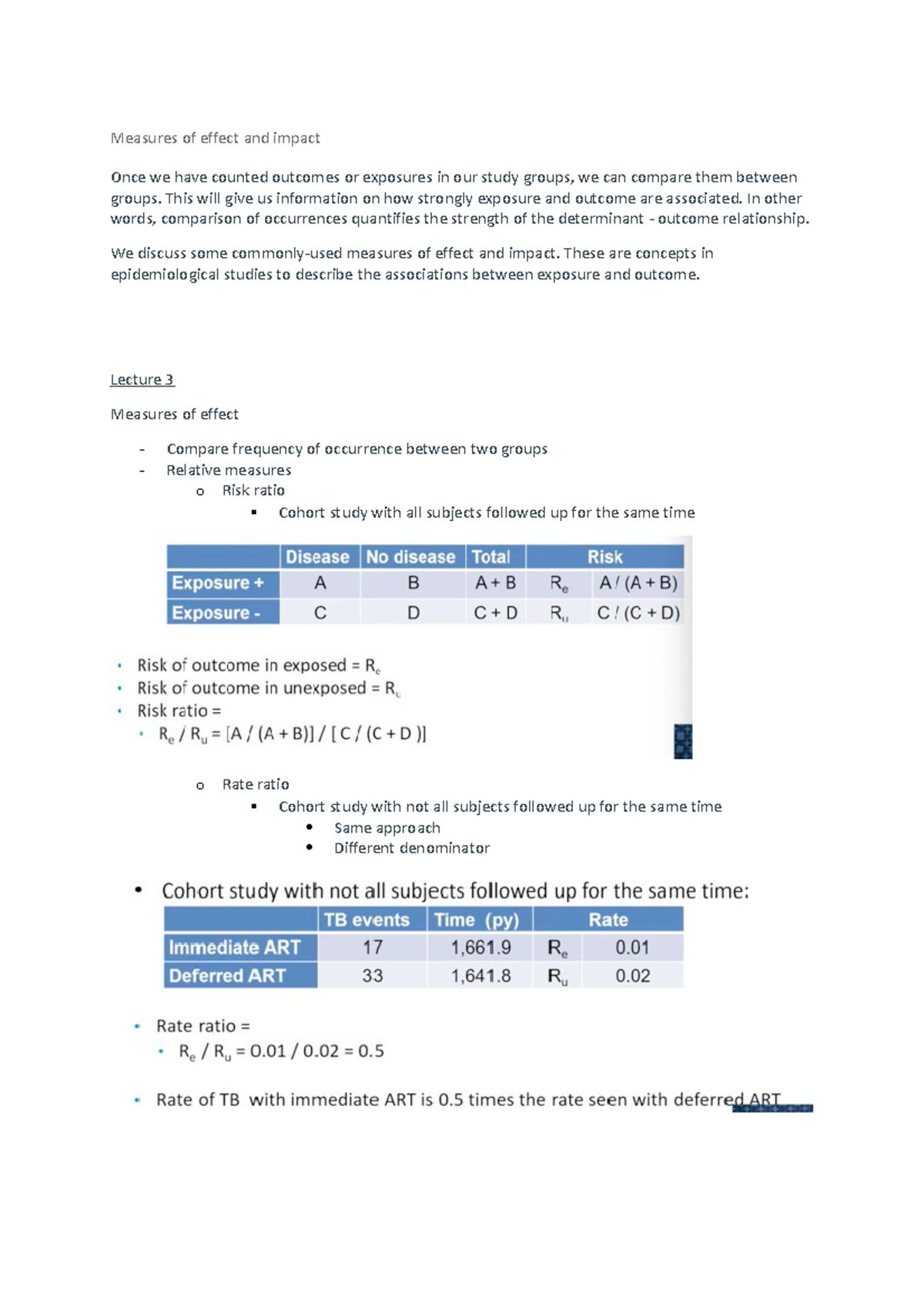 Master VU cursus - Measures of effect and impact Once we have counted ...