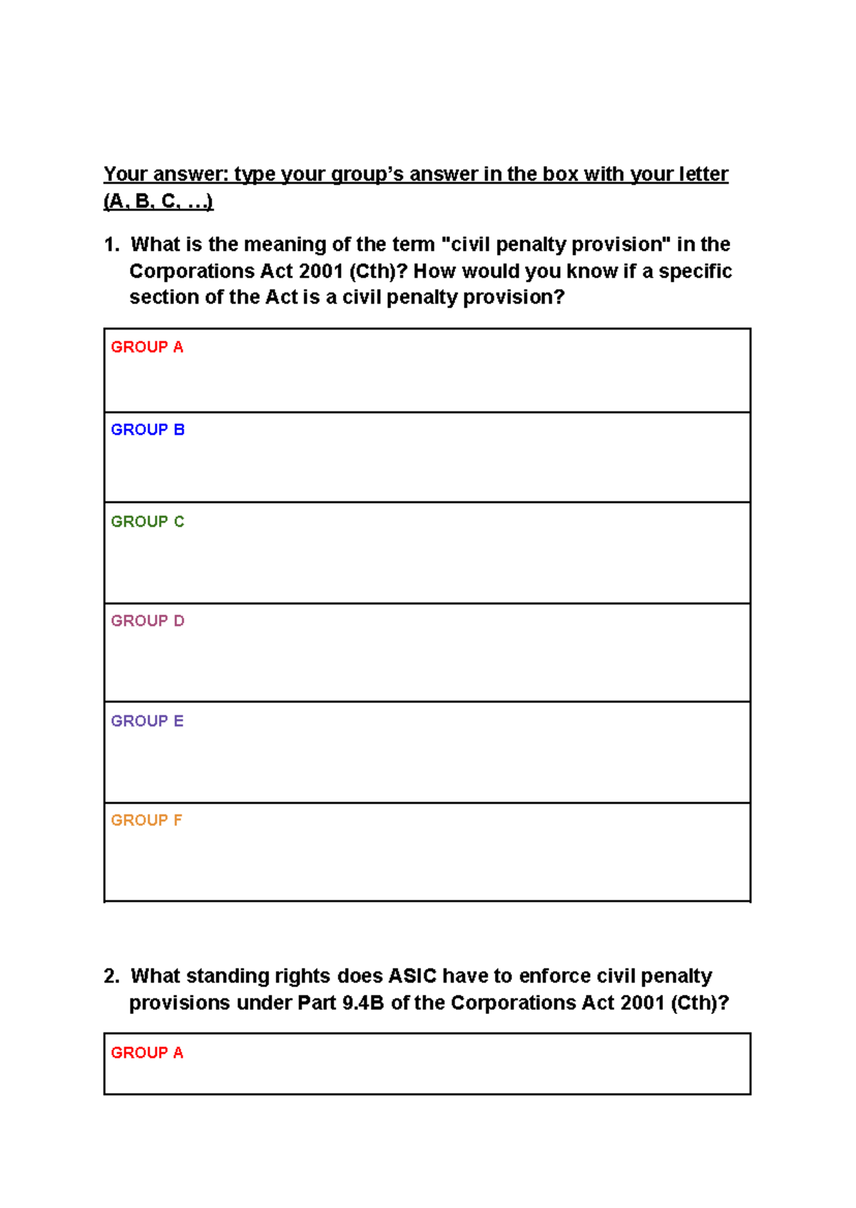Corp Law Tutorial 1 Problem question 2 - Your answer: type your group’s ...