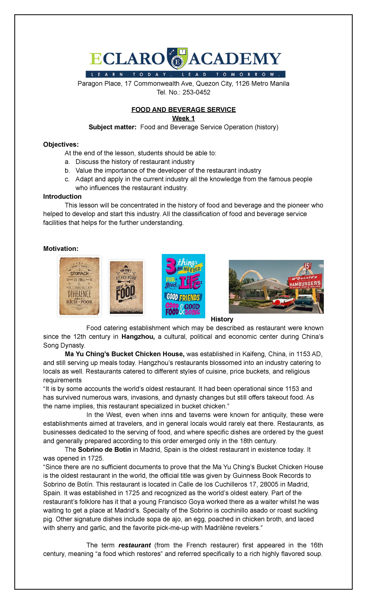 WEEK 1-2 Historyand Operation - Paragon Place, 17 Commonwealth Ave ...