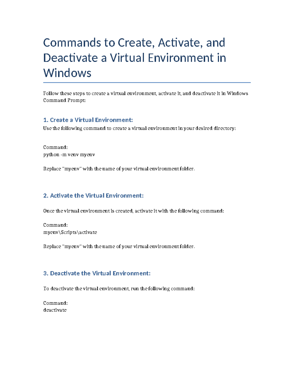 Updated Docker and Virtual Env Commands Windows - Commands to Create ...